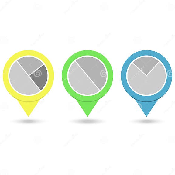 Set of Colorful Circle Pointers with Diagram Icon Stock Illustration ...
