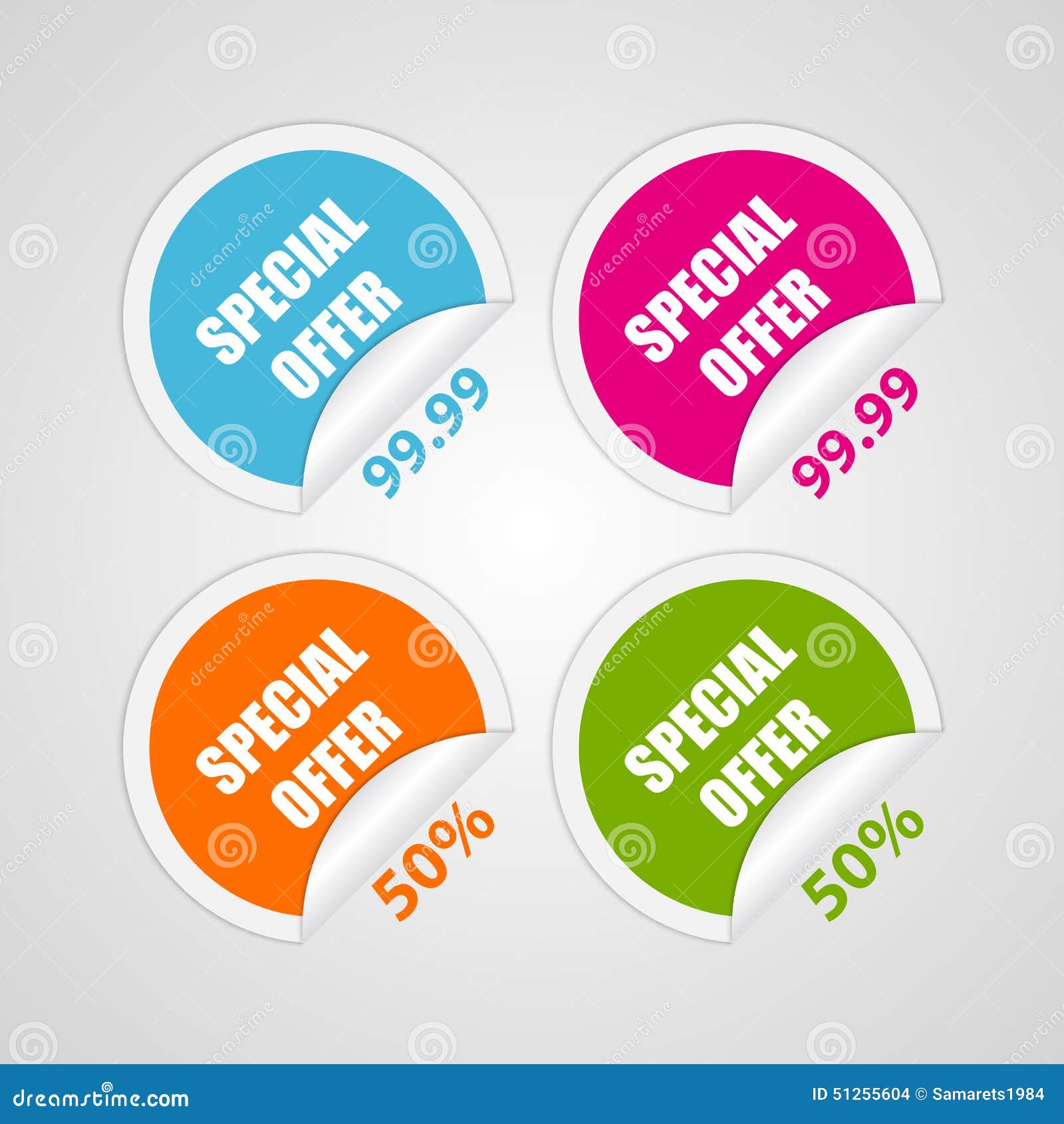 Set Colorful Circle Special Offer Stickers. Stock Vector - Illustration ...