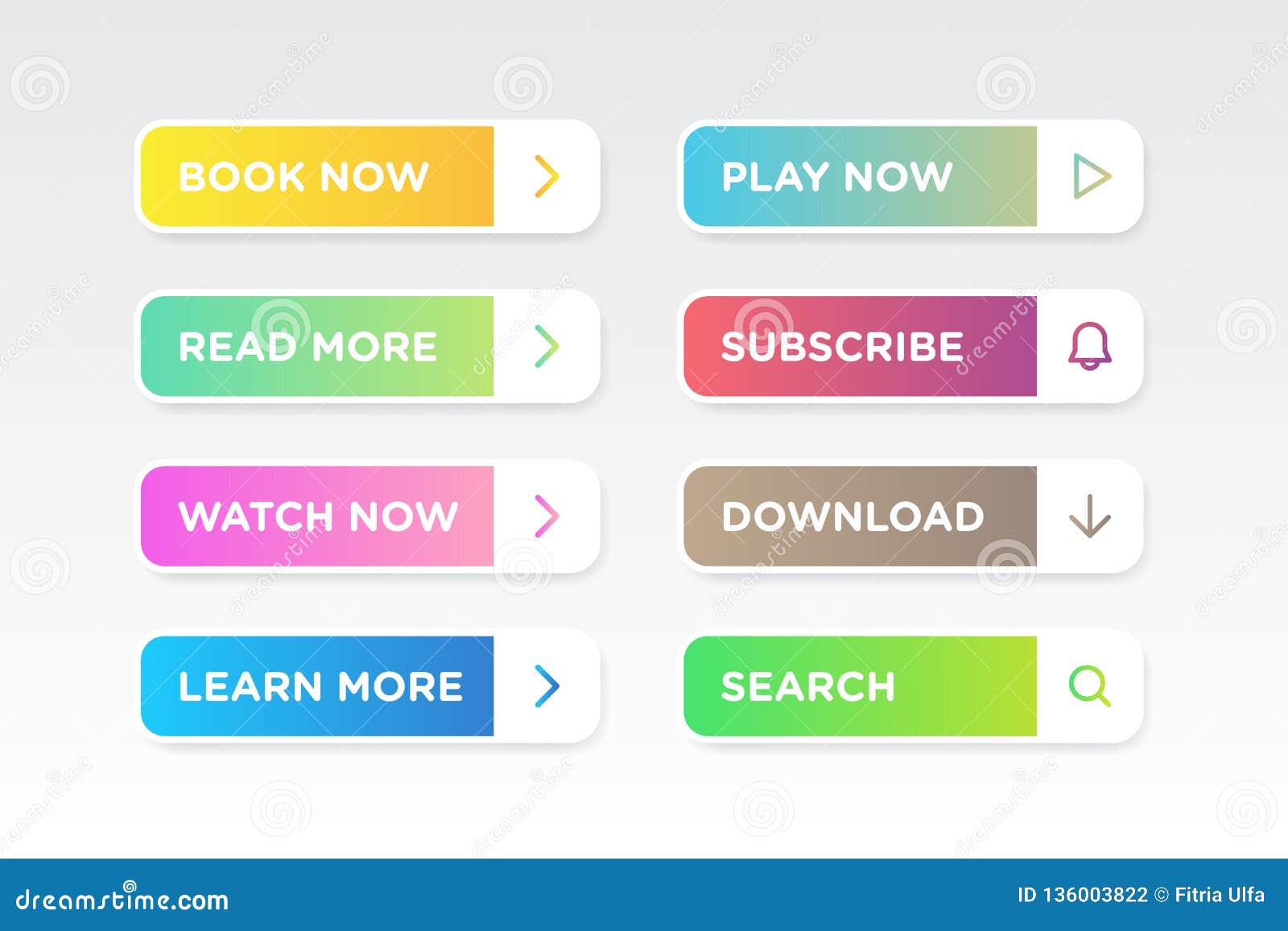 Set of Colorful Clean Style Buttons Vector Modern Material. Different ...