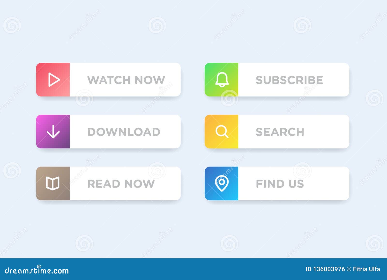 Set of Colorful Clean Style Buttons Vector Modern Material. Different ...