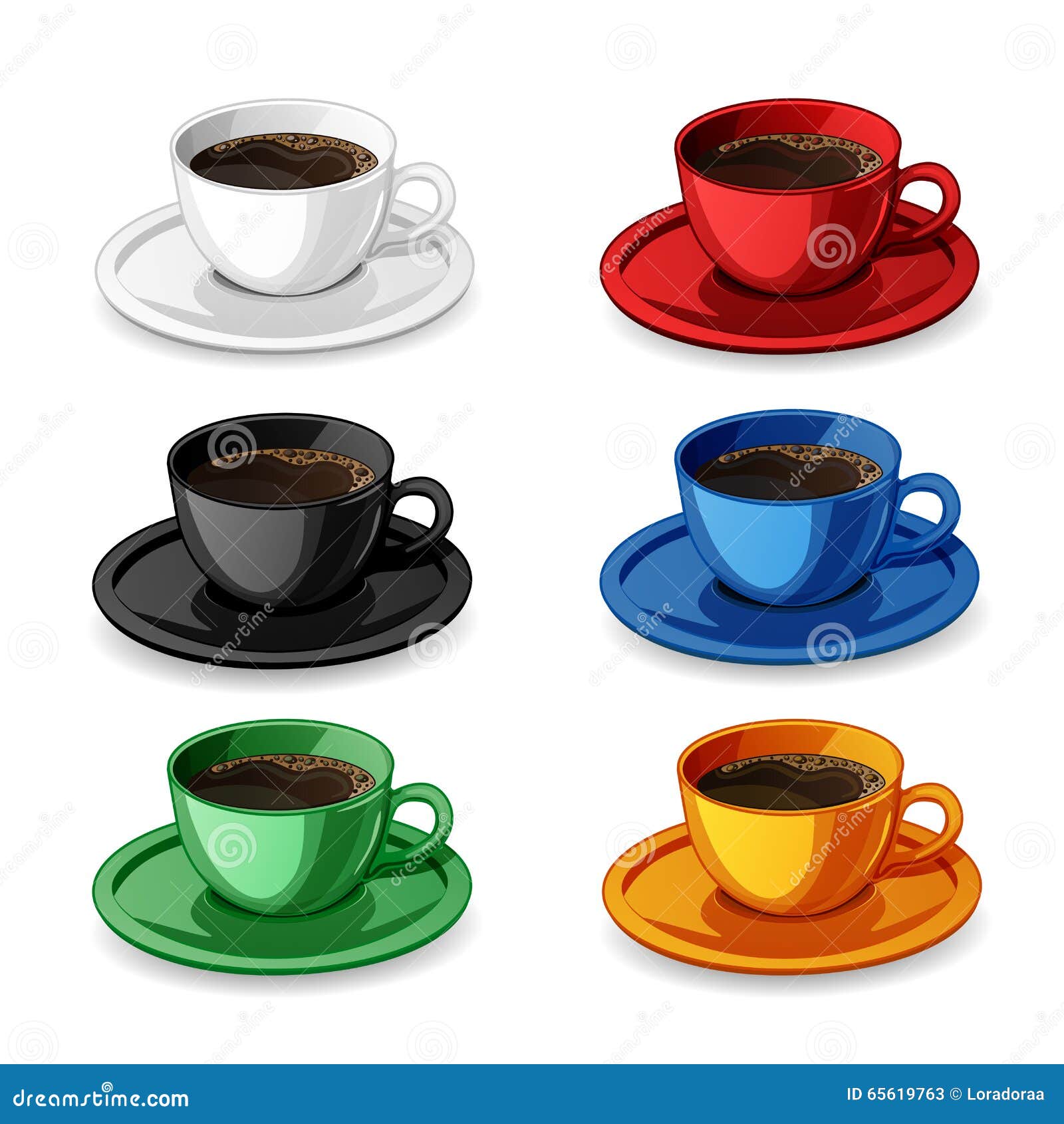 Set of Colorful Coffee Cups. Stock Illustration - Illustration of ...