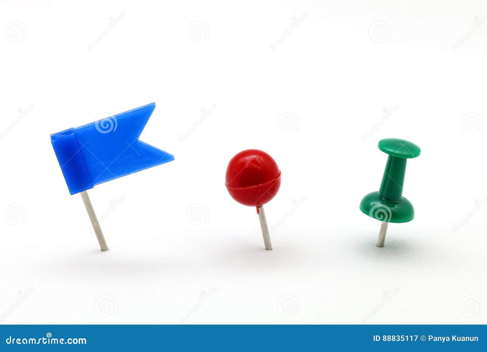 Set of Colorful Color Push Pins Isolated on White Background. Stock ...