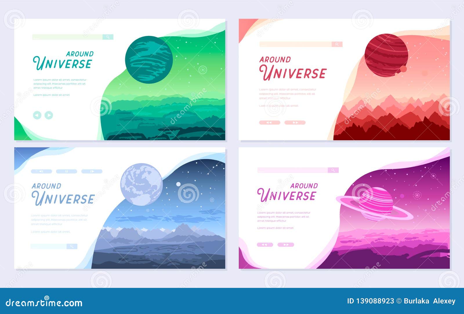 Set of Colorful Covers with Different Planets and Around Universe ...