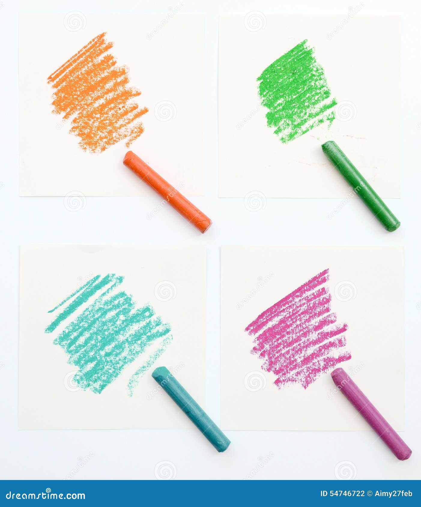 Set of Colorful Crayons on Piece of White Paper Stock Photo - Image of ...