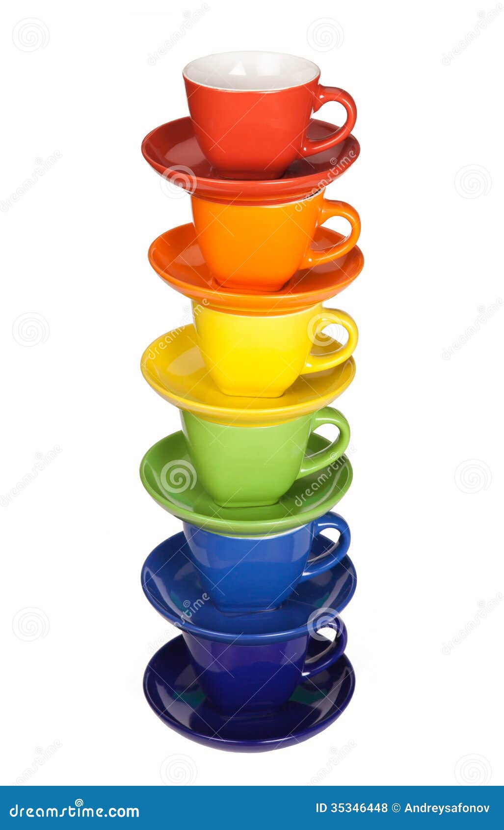 Set of colorful cups. stock photo. Image of stack, blue - 35346448