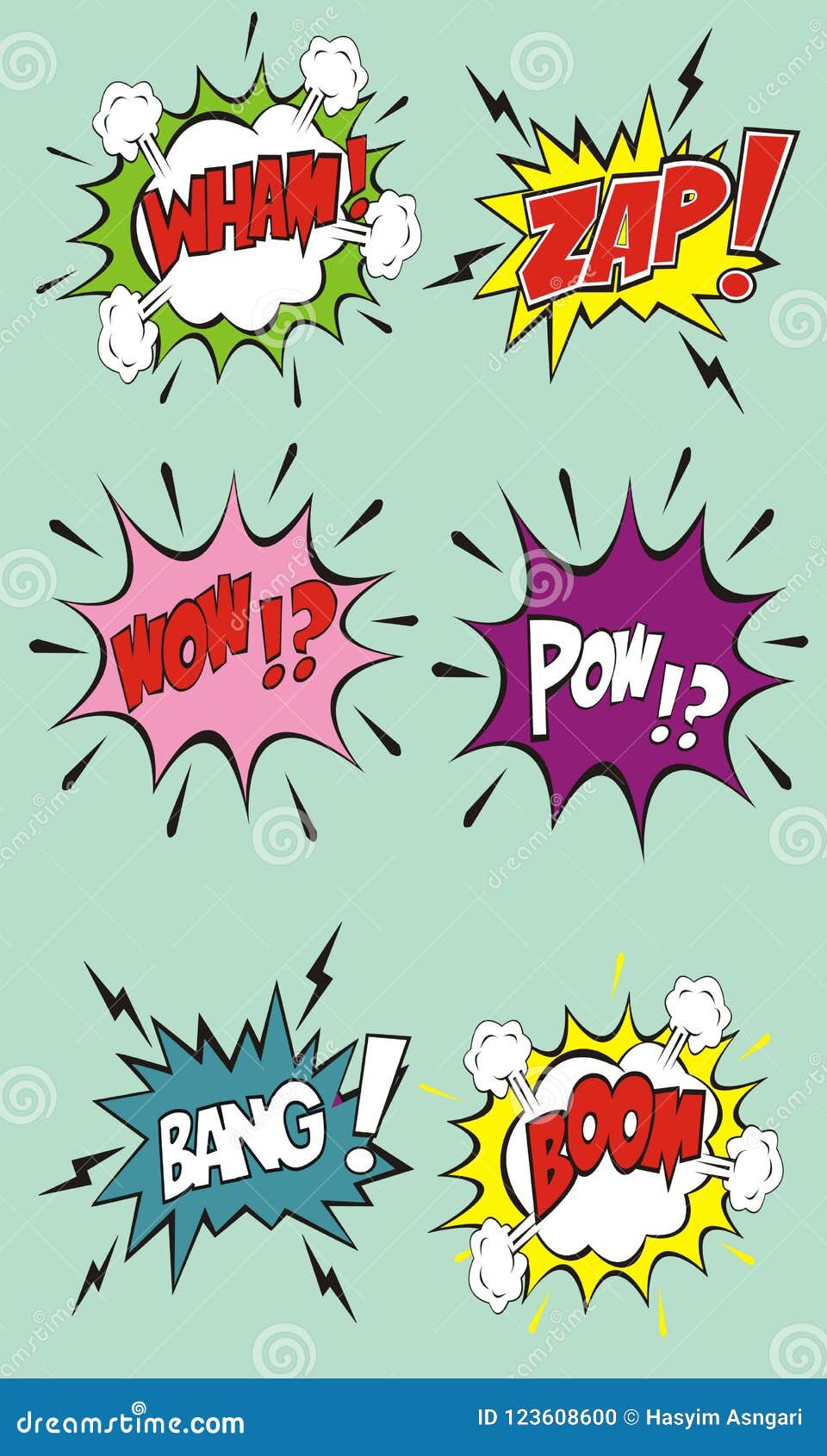 Set of Cute Bubble Text Explosion Stock Illustration - Illustration of ...