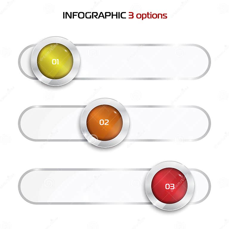 Set of Colorful 3d Buttons. Vector Illustration. One Two Three ...