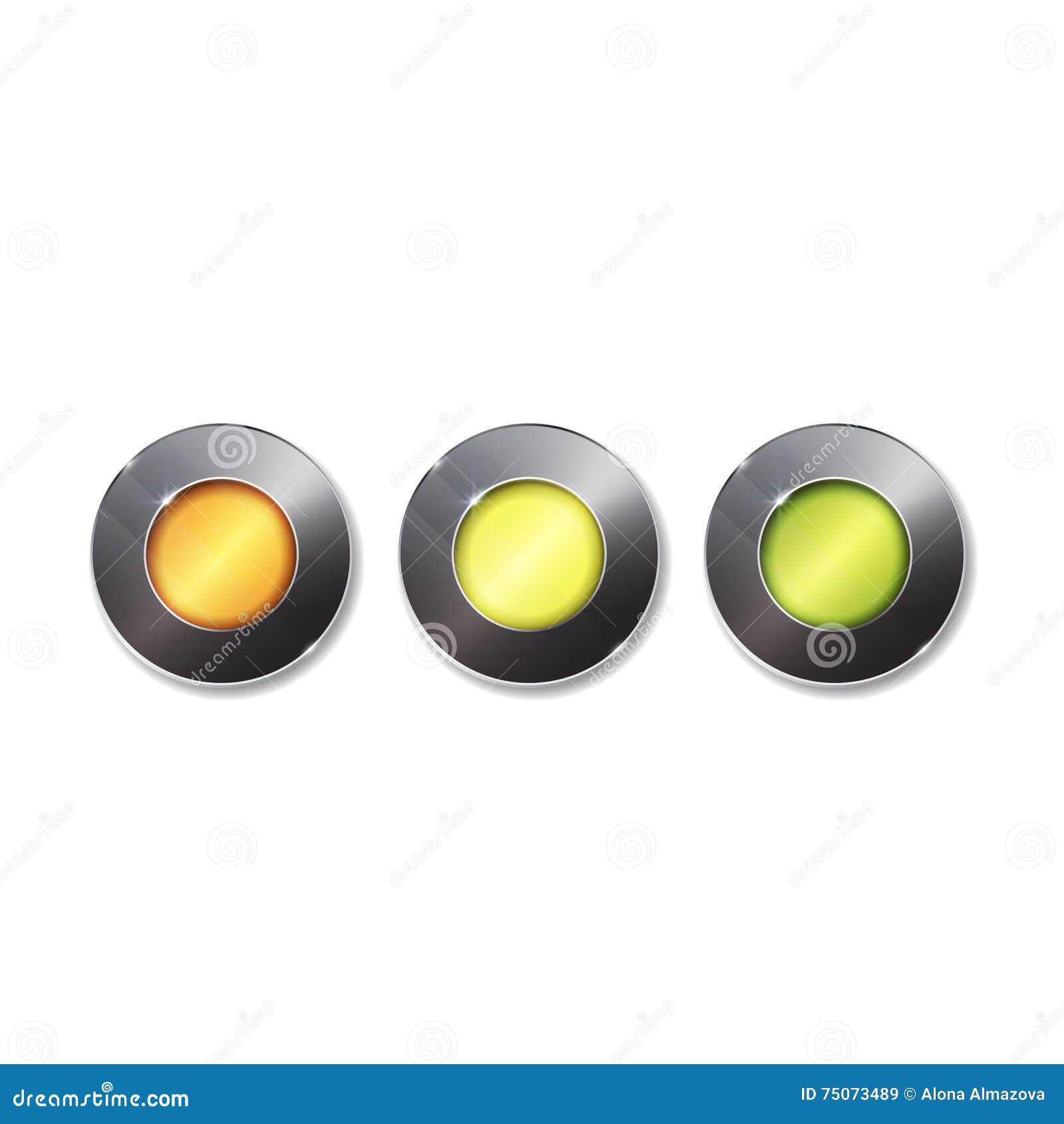 Set of Colorful 3d Buttons. Vector Illustration. One Two Three ...