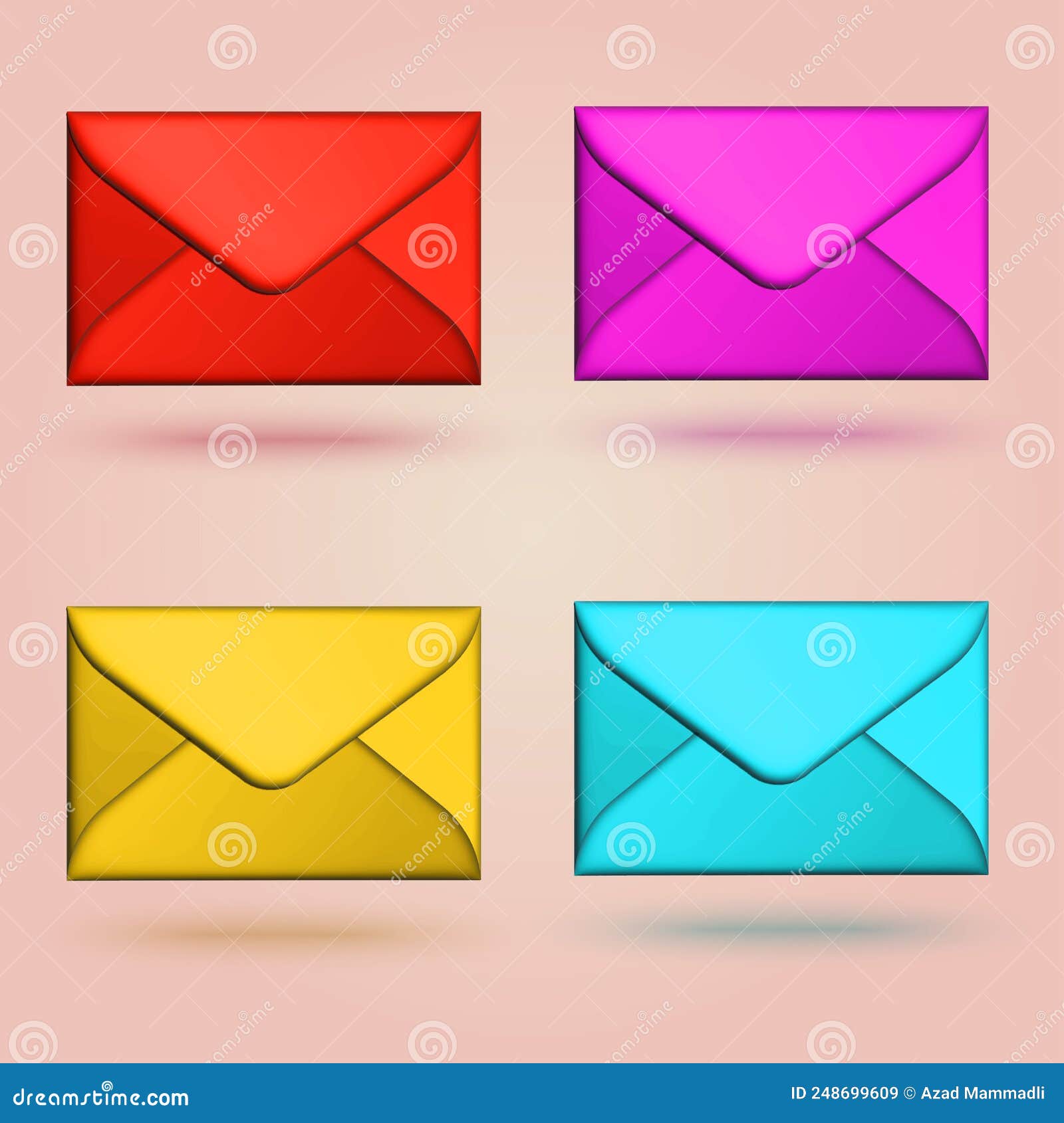 Set of Colorful 3d Envelopes. Vector Stock Vector - Illustration of ...