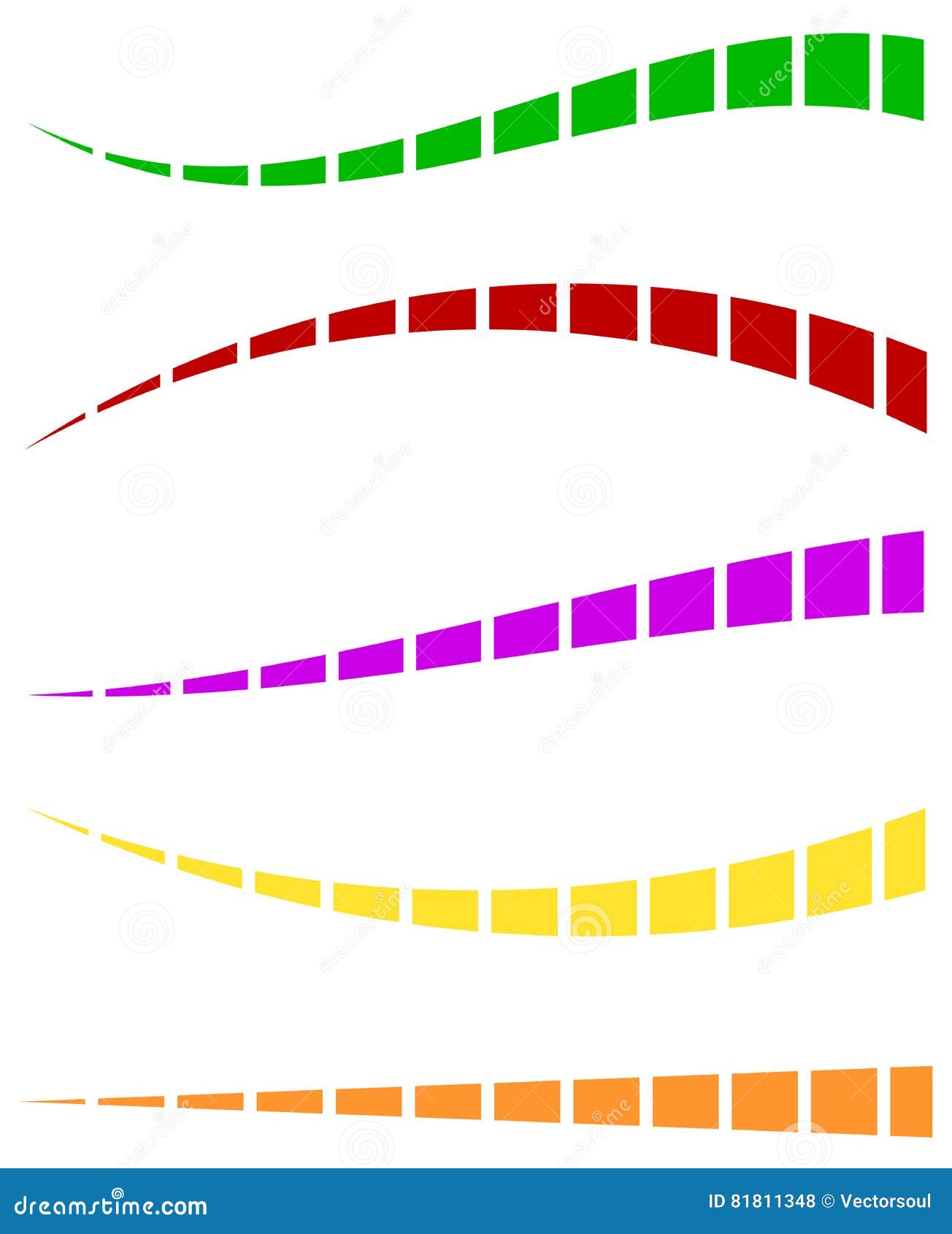Set of Colorful Dashed Lines in Different Directions Stock Vector ...