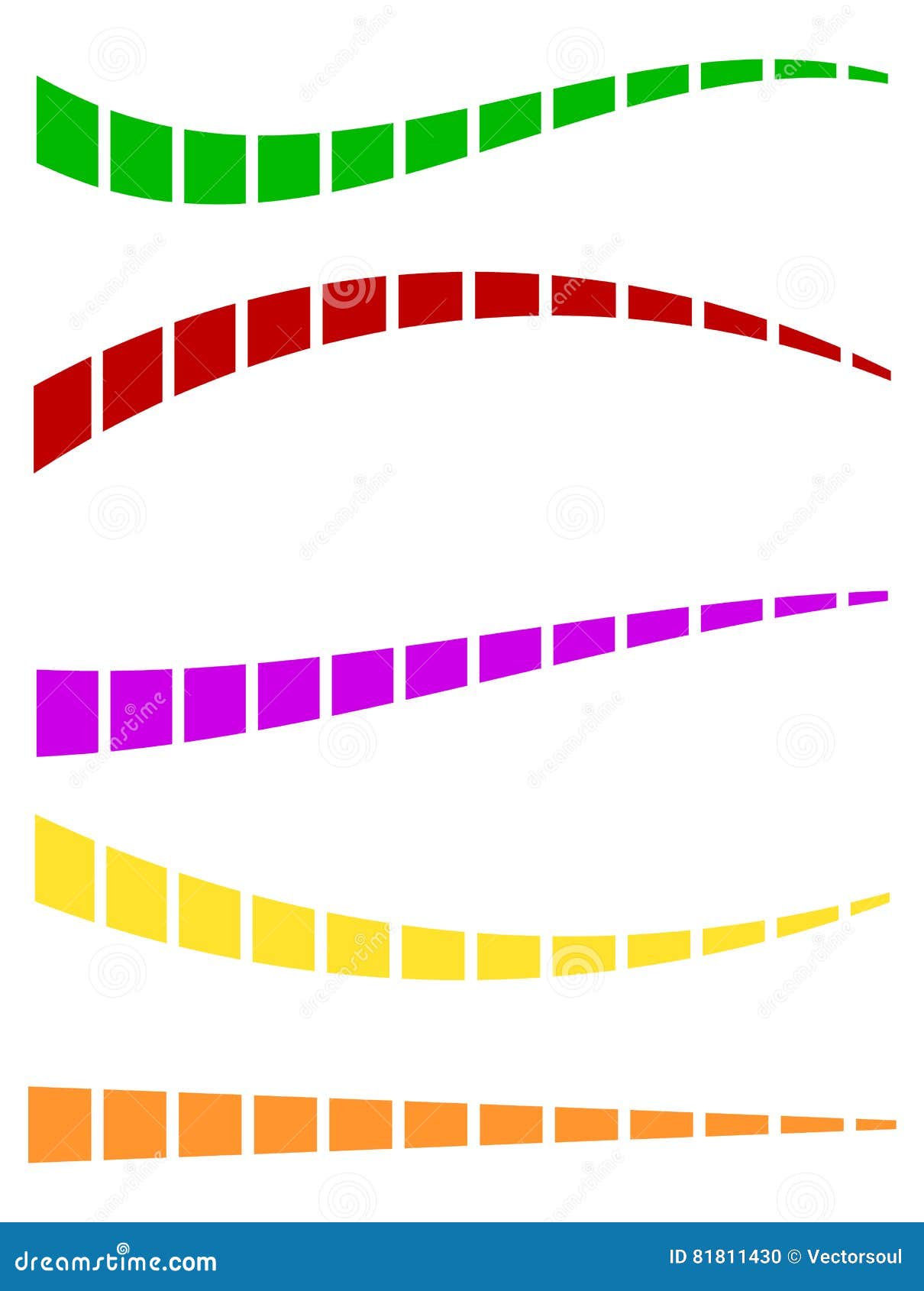 Set of Colorful Dashed Lines in Different Directions Stock Vector ...