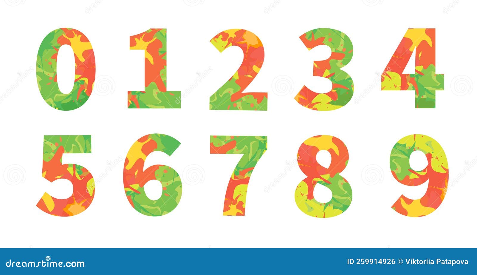 Set of Colorful Decorative Numbers. Vector Digits Creative Stock Vector ...