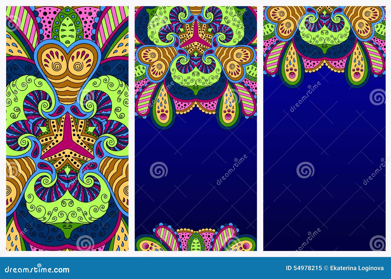 Set of Colorful Decorative Postcards. Stock Vector - Illustration of ...