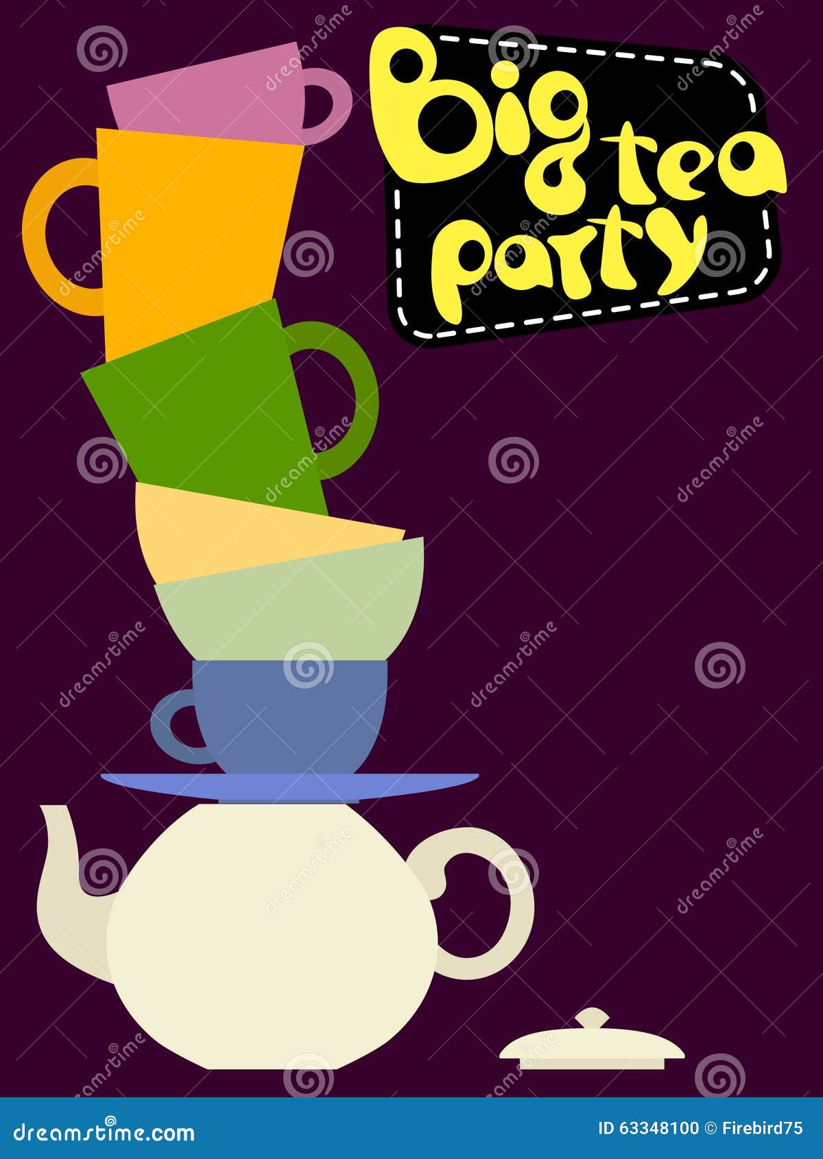 Set of Colorful Different Tea Cups Pyramid Stock Vector - Illustration ...