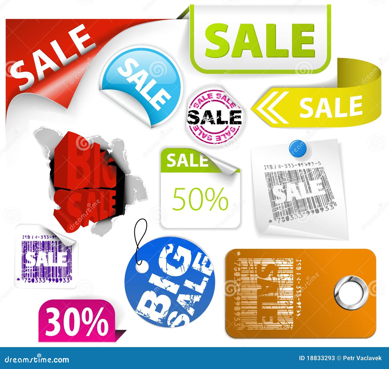 Set of Colorful Discount Elements Stock Illustration - Illustration of ...