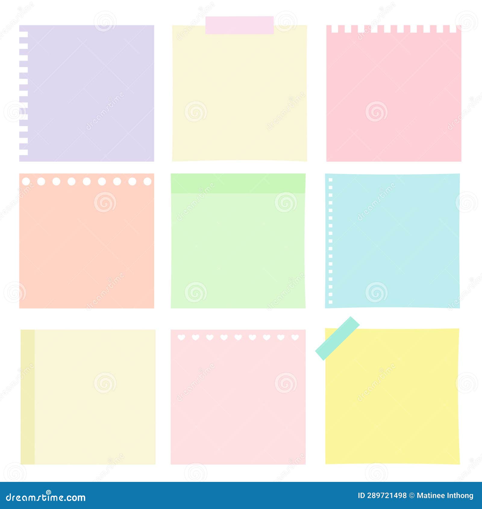 Set of Colorful Doodle Sticky Note Isolated on White Background. Vector ...