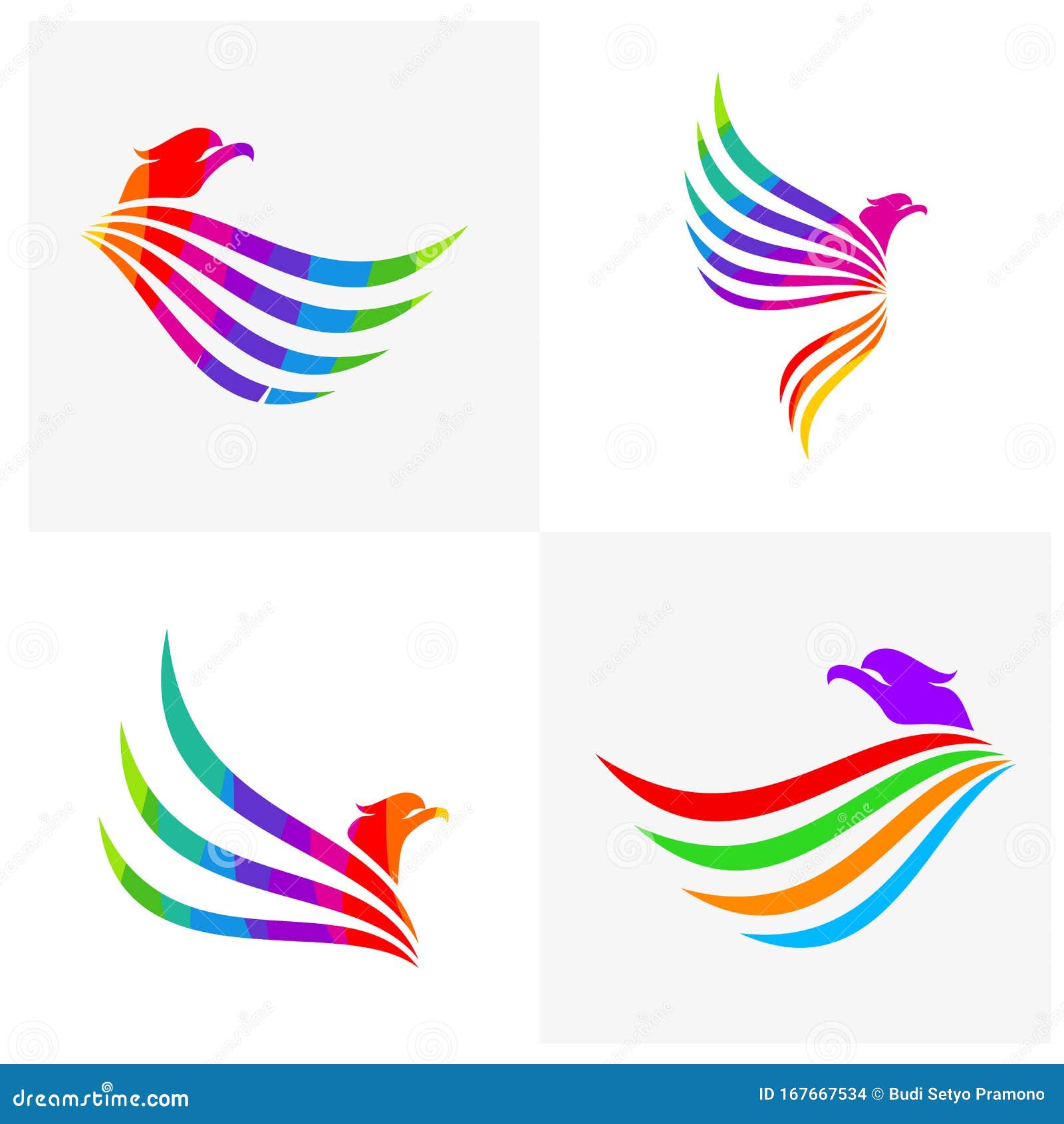 Set of Colorful Eagle Logo Template Design Vector, Creative Eagle Logo ...