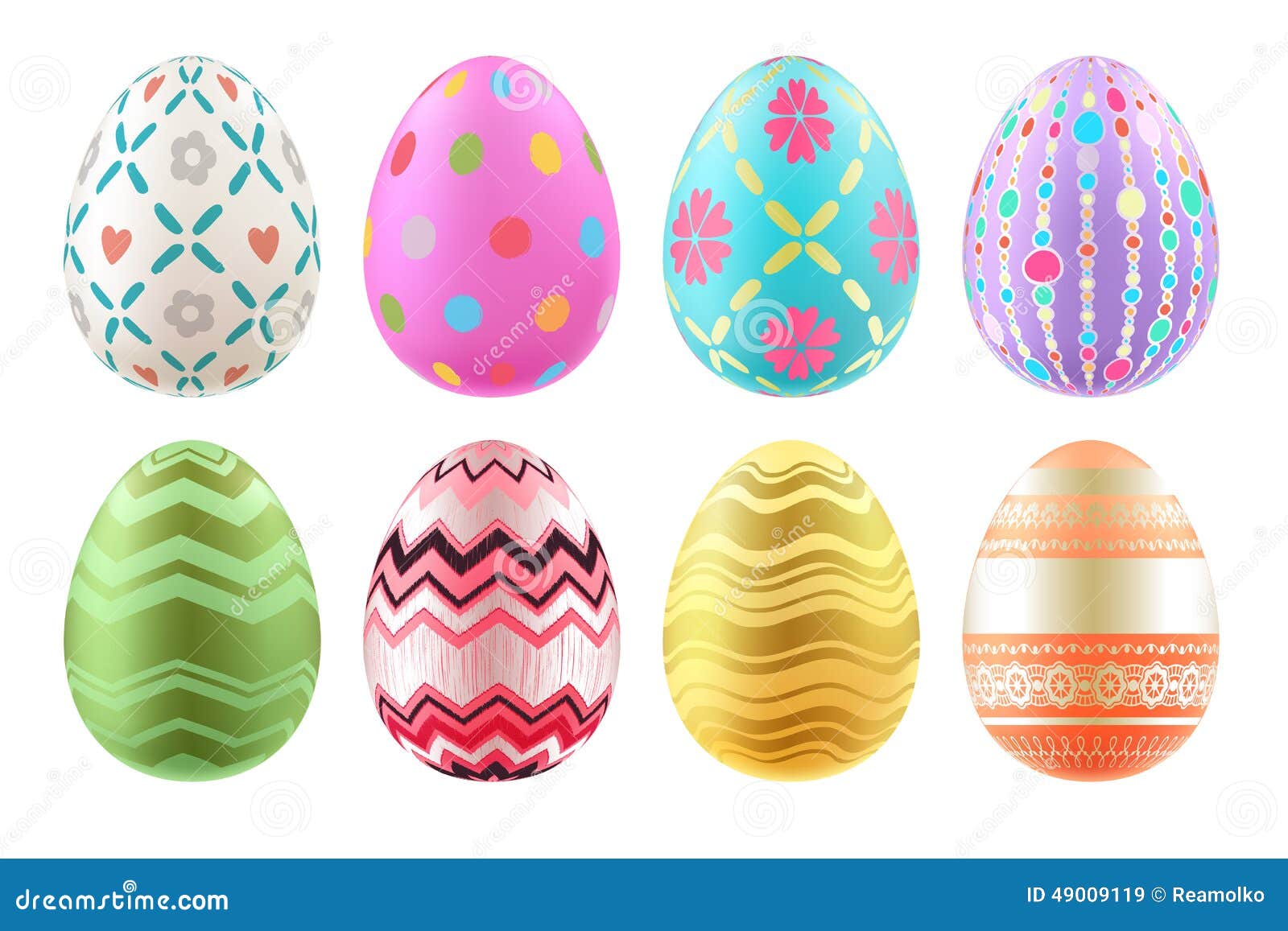 Set of Colorful Easter Eggs in Bright Colors. Stock Vector ...