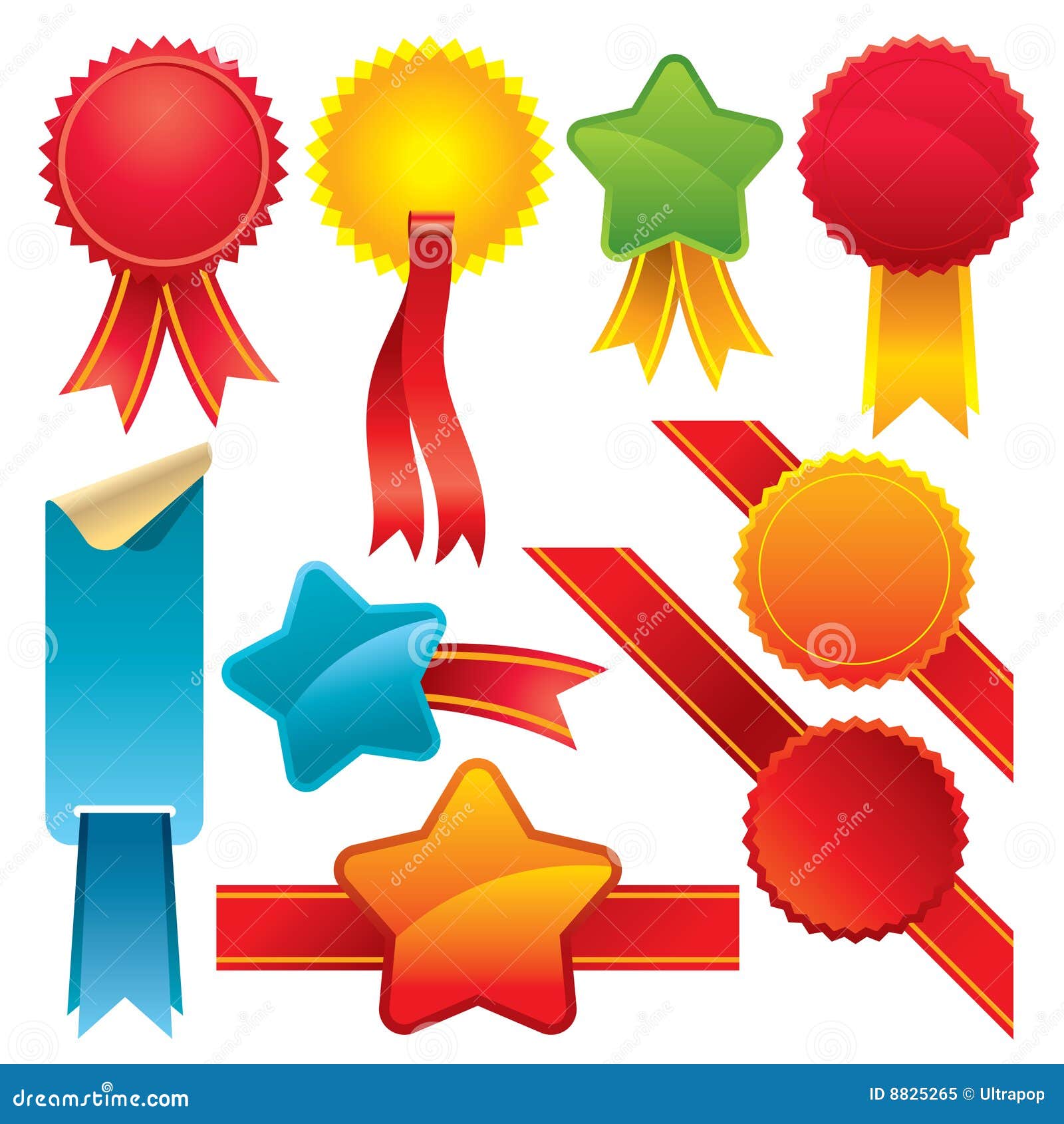 Set of colorful emblems stock vector. Illustration of icon - 8825265