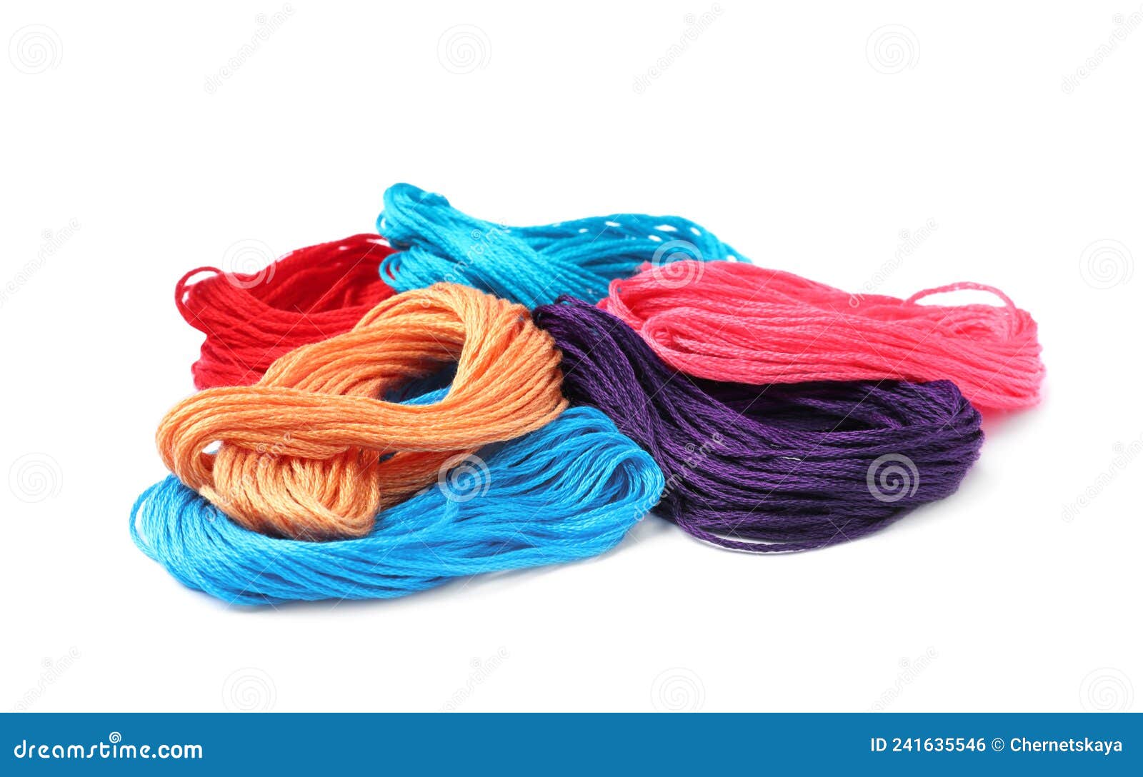Set of Colorful Embroidery Threads on White Background Stock Photo ...