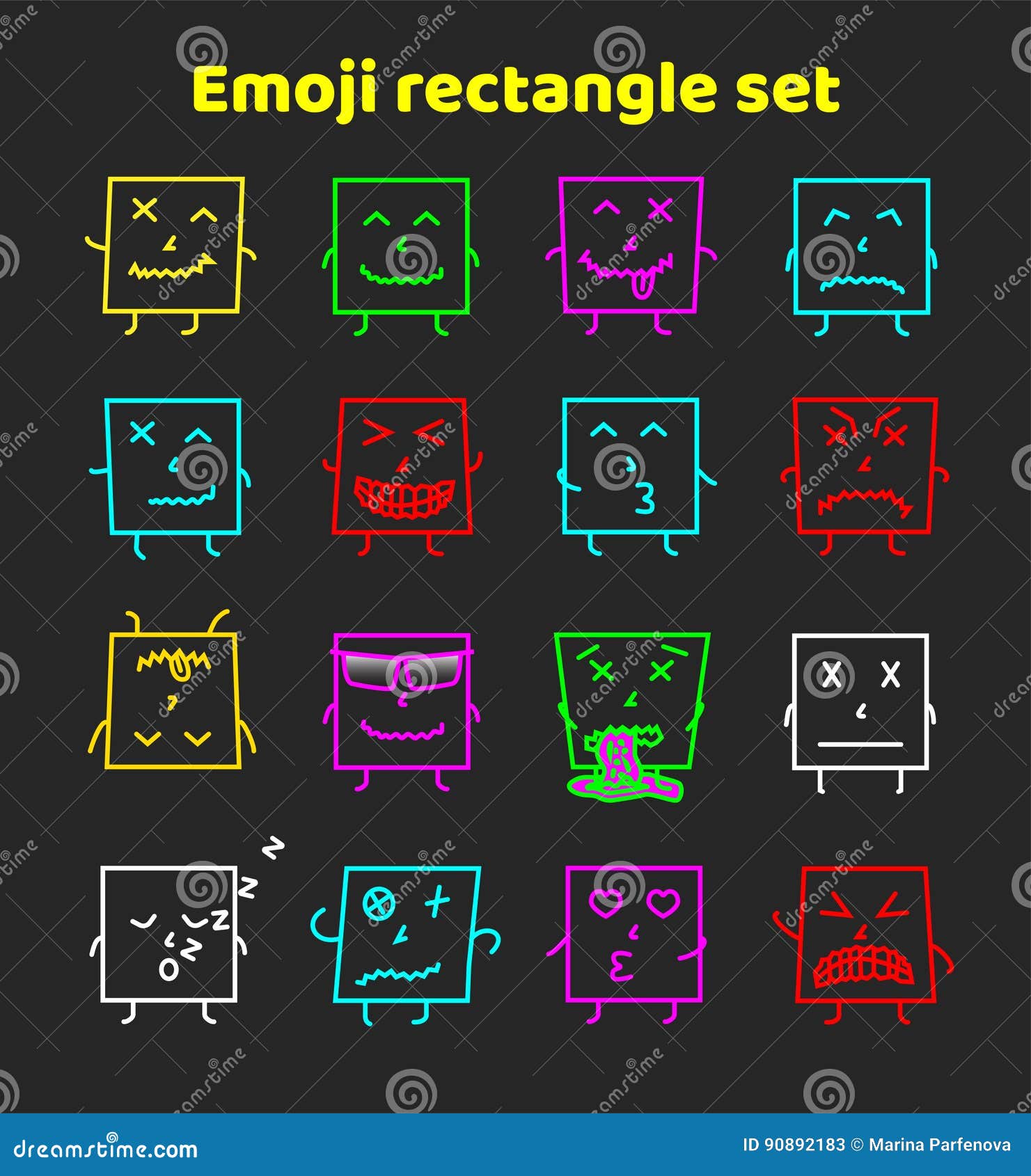 Set of Colorful Emoticons, Emoji Flat Backgound Pattern Stock Vector ...