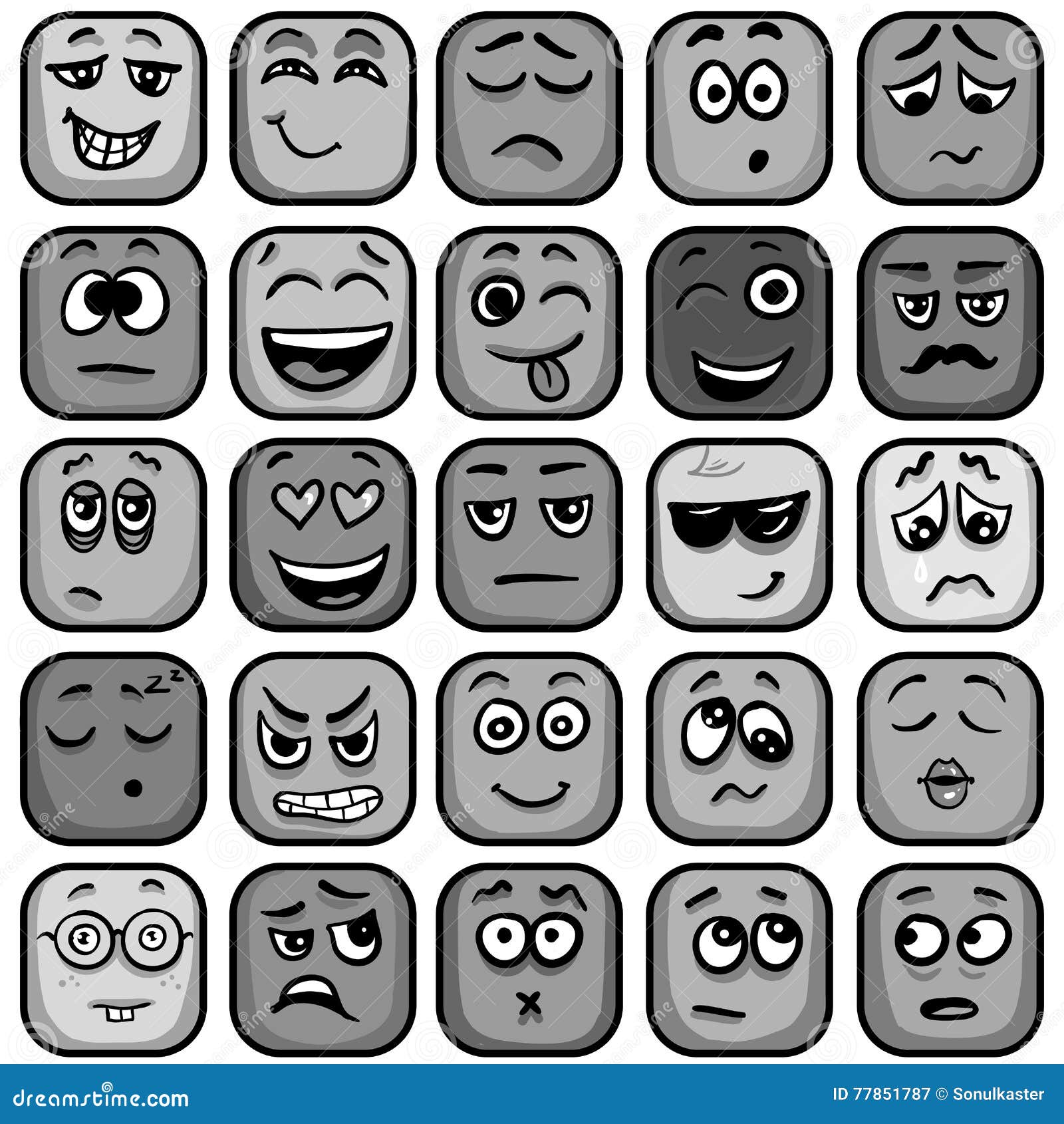 Set of Colorful Emoticons, Square Emoji Flat. Stock Vector ...