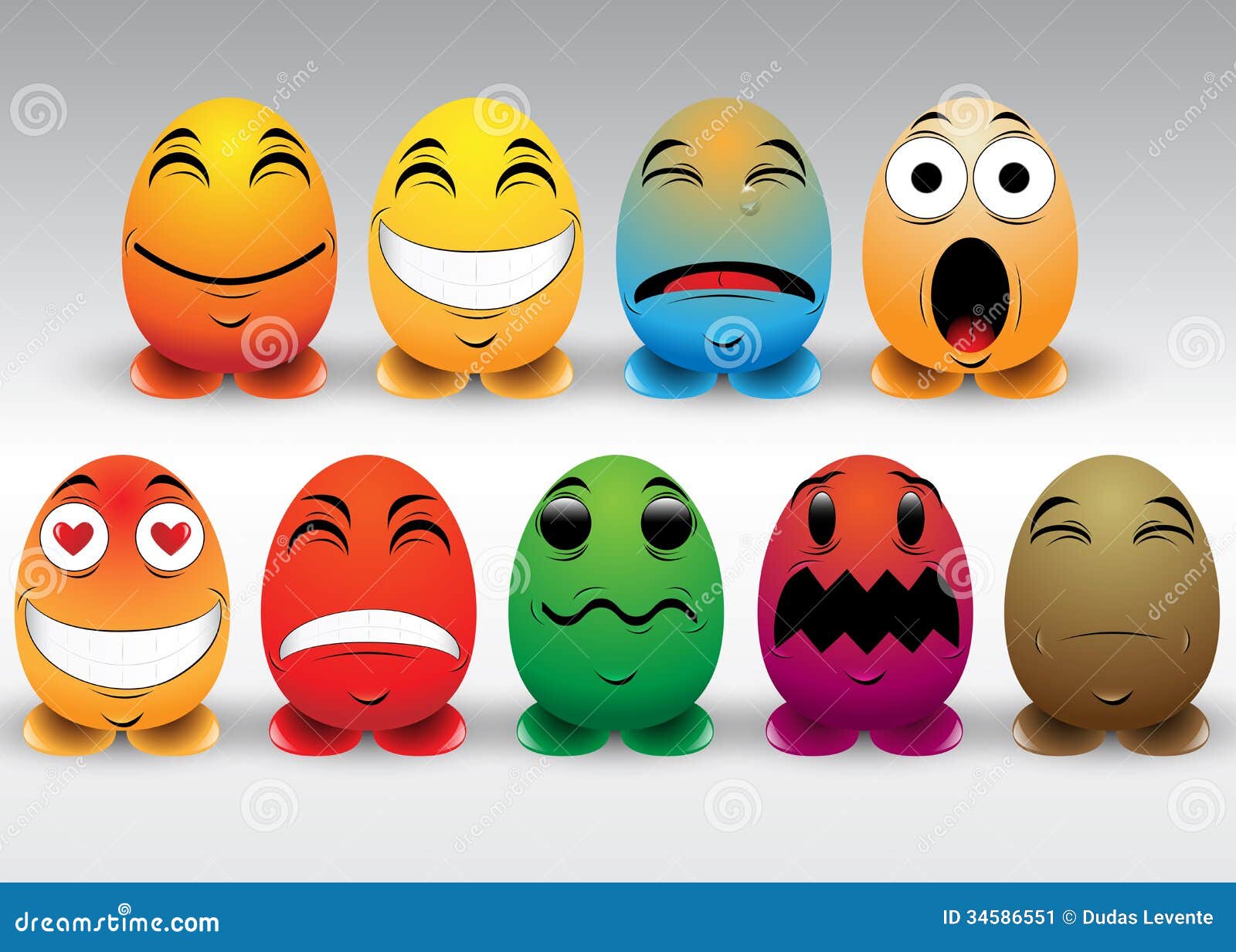 Set of Colorful Emoticons stock vector. Illustration of funny - 34586551