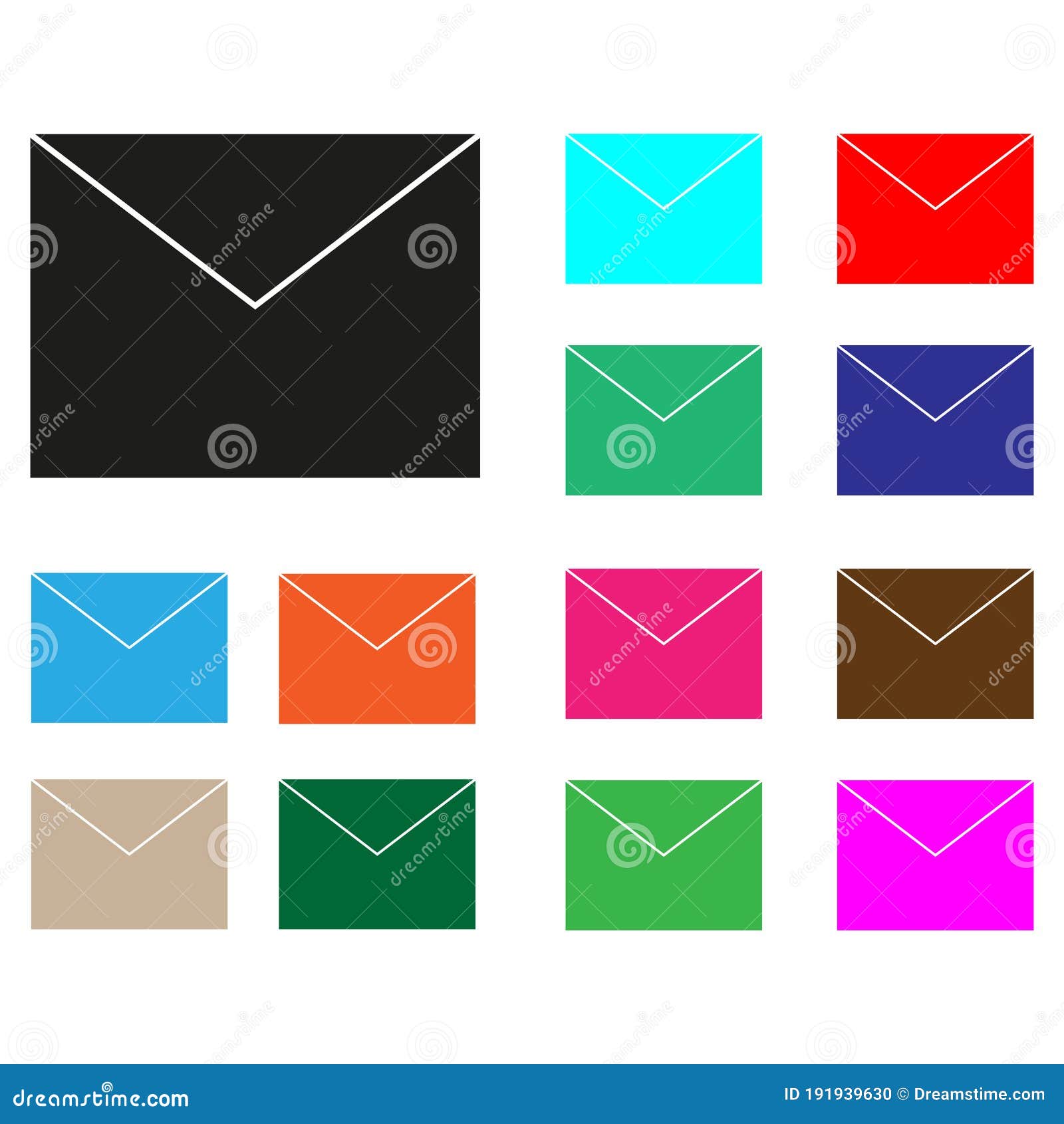 Set of Colorful Envelope Signs, Vector Stock Vector - Illustration of ...