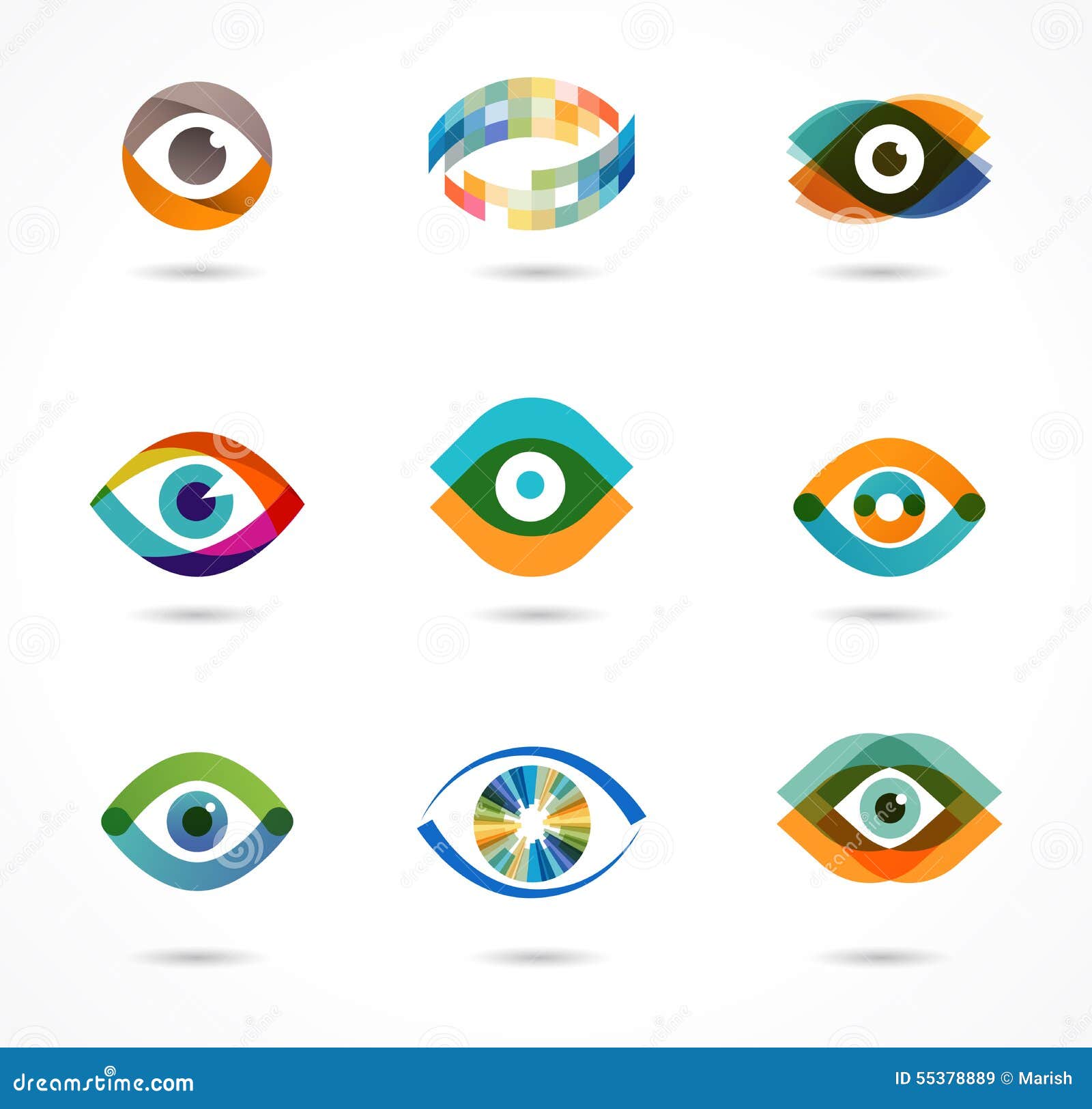 Set of colorful eye icons stock vector. Illustration of human - 55378889