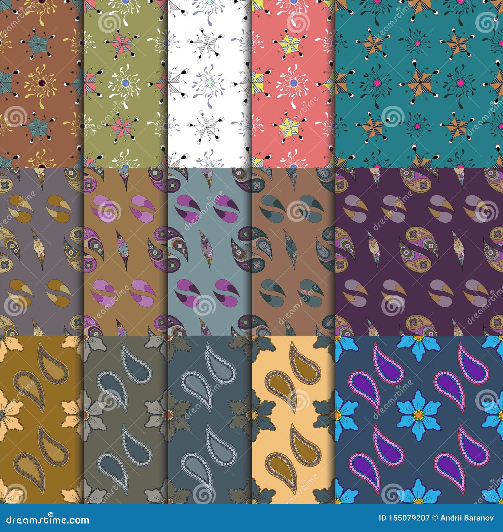 Set of Colorful Fabric Patterns Stock Vector - Illustration of ...