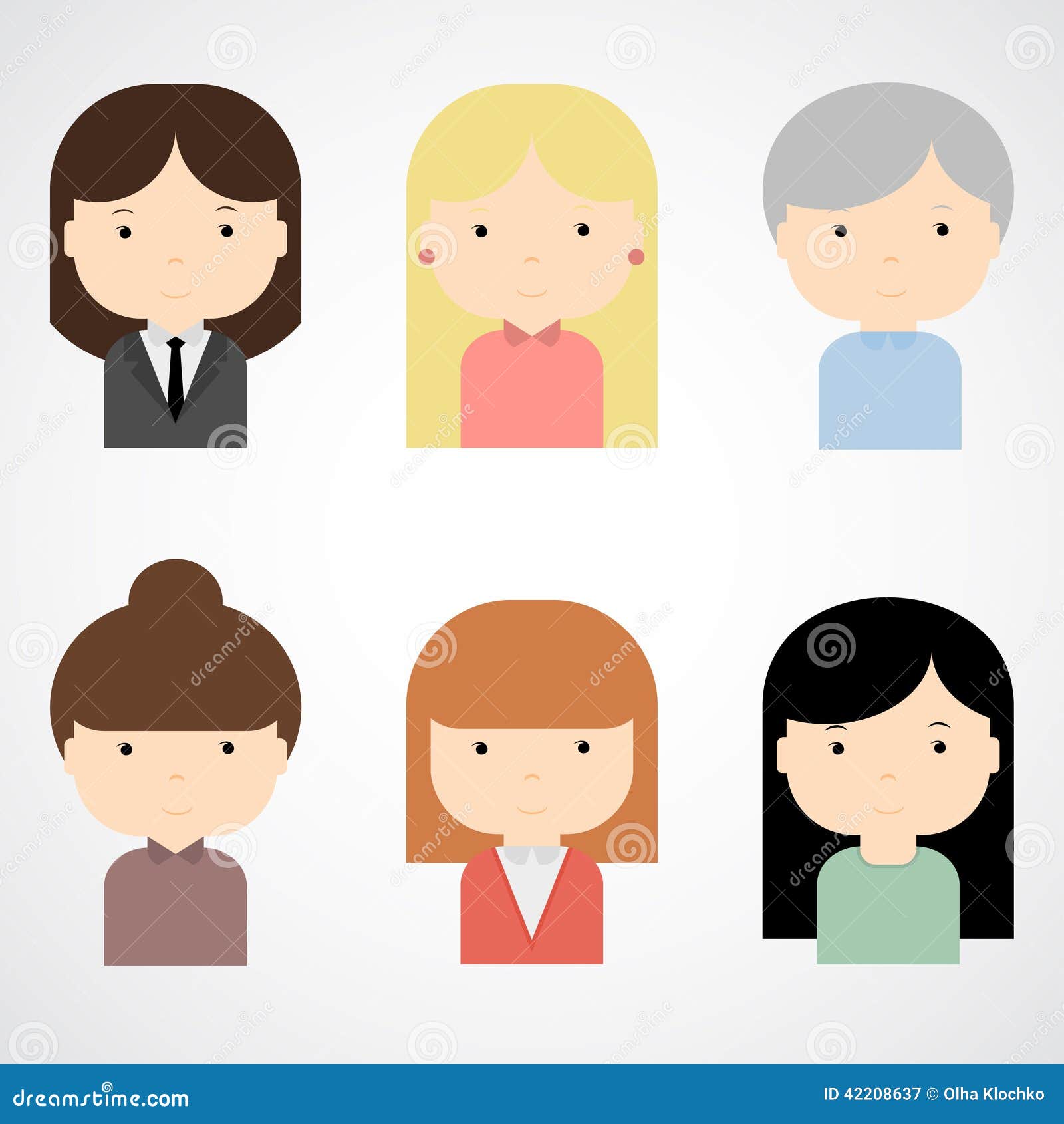Set of Colorful Female Faces Icons. Trendy Flat Style. Funny Cartoon ... Set of Colorful Female Faces Icons. Trendy Flat Style. Funny Cartoon ...
