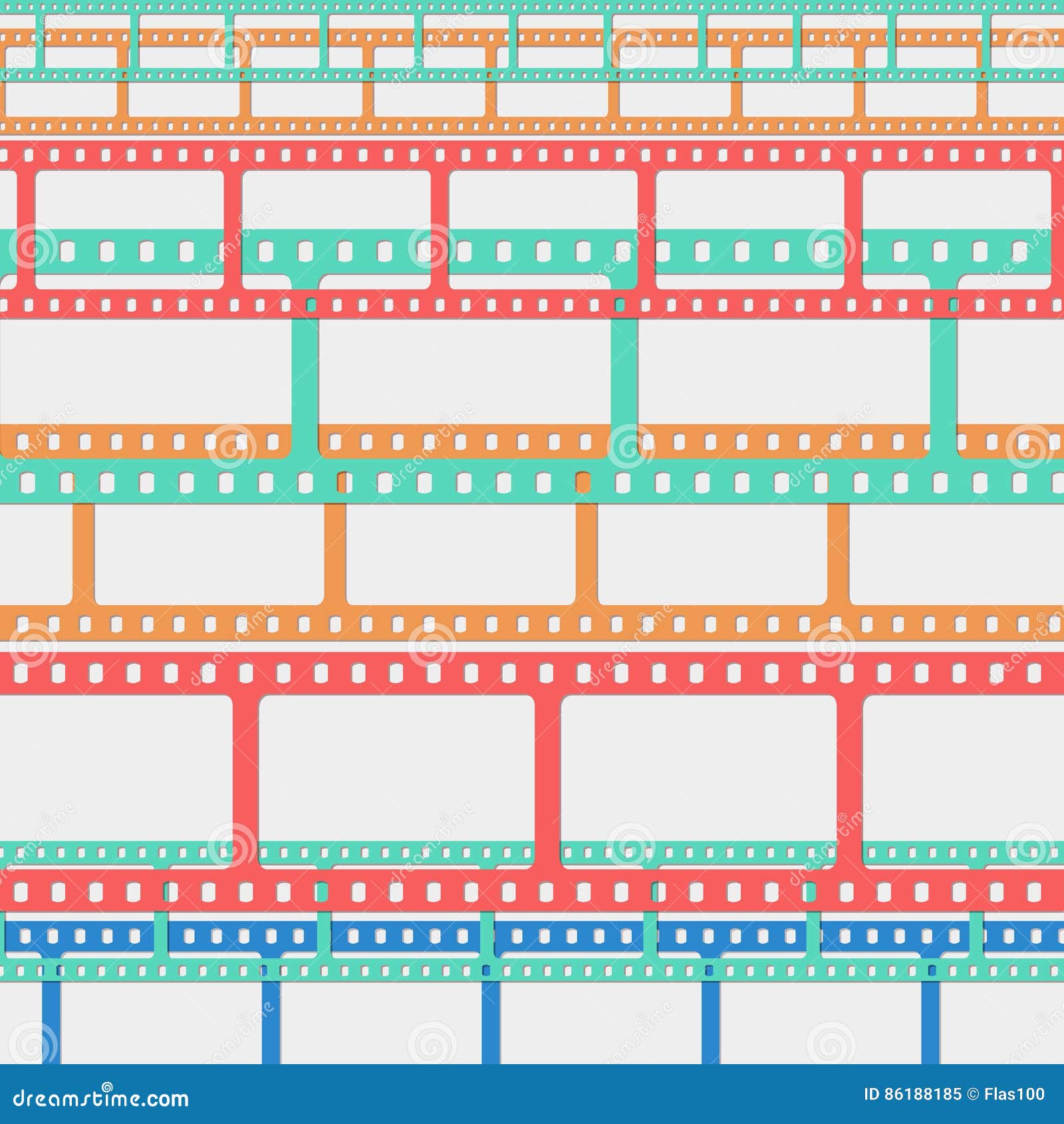 Set of Colorful Film or Camera Strips in Horizontal Position. Stock ...