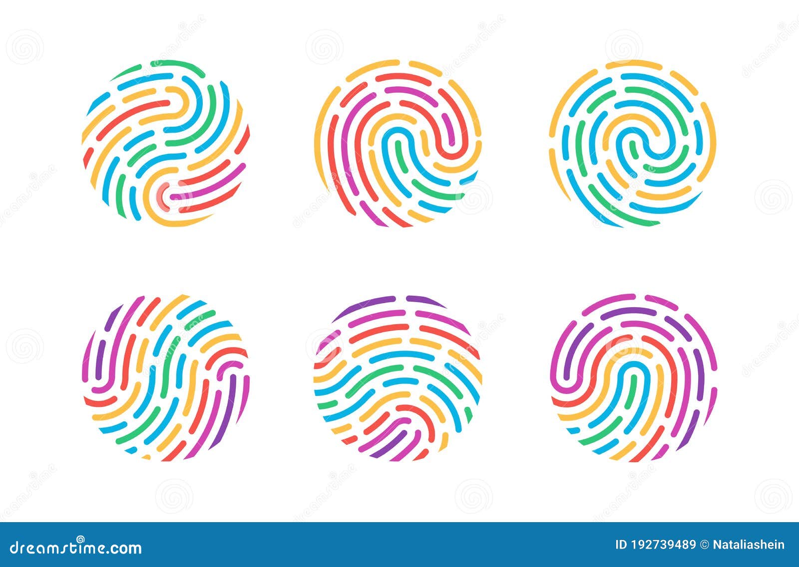 Colorful Fingerprints Horizontal Seamless Pattern Vector Illustration ...