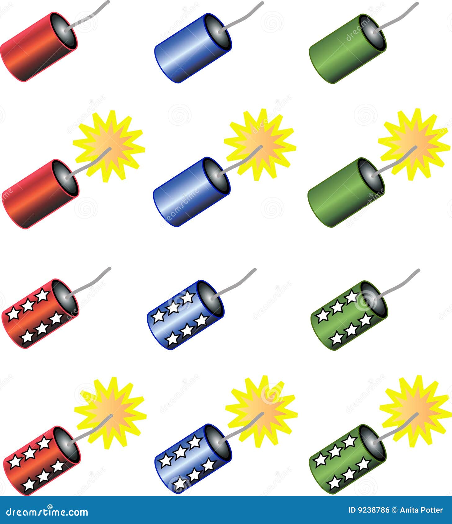 Set of Colorful Firecrackers Stock Vector - Illustration of bang ...