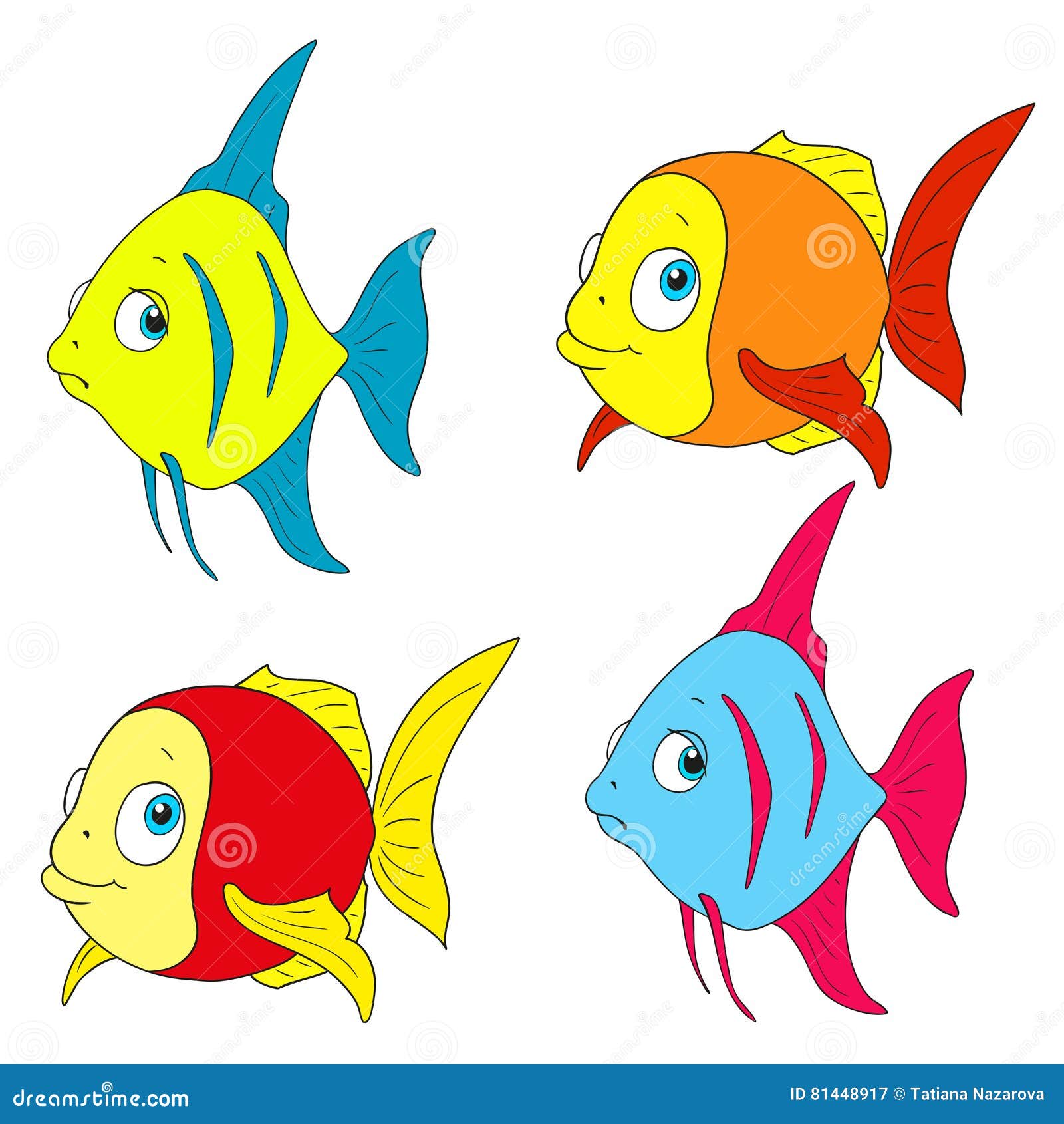 A Set of Colorful Fish. Vector Isolated Stock Illustration ...