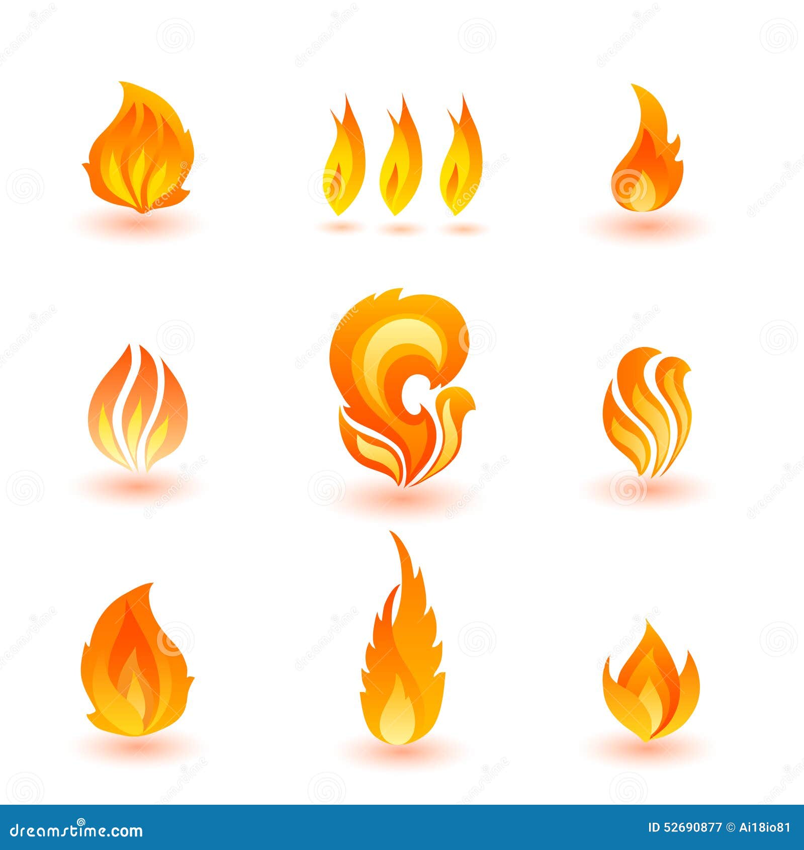 Vector Set Of Flame And Fire Symbols | CartoonDealer.com #77056114