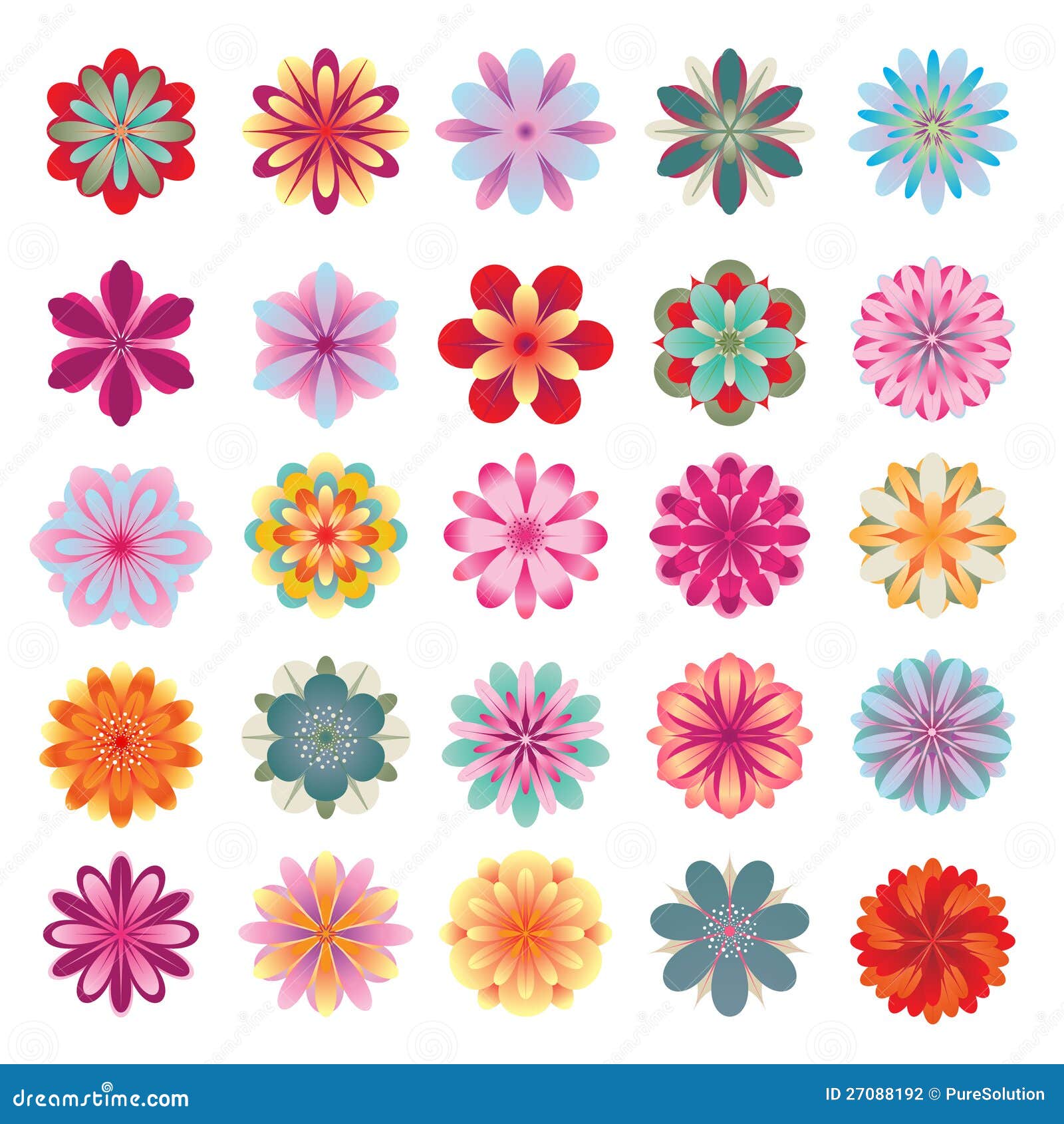 Set of Colorful Flower Icons Stock Vector - Illustration of love ...