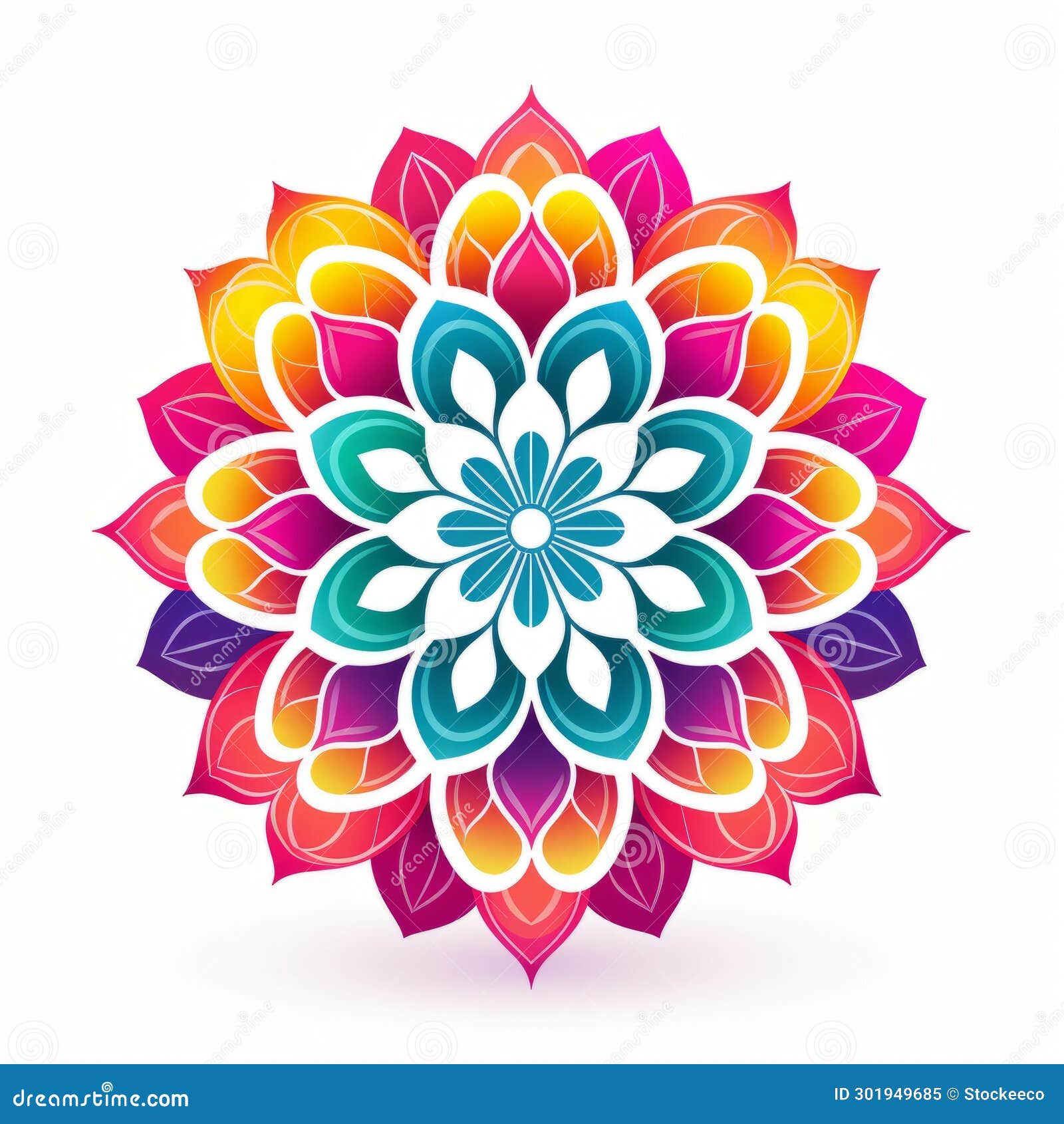 Colorful Mandala Flower: Simple and Vibrant Illustration with Gradients ...