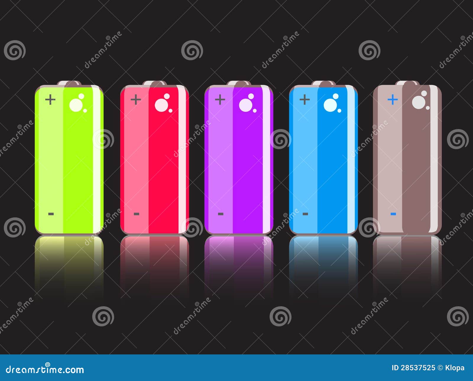 Set of Colorful Full Batteries Stock Illustration - Illustration of ...