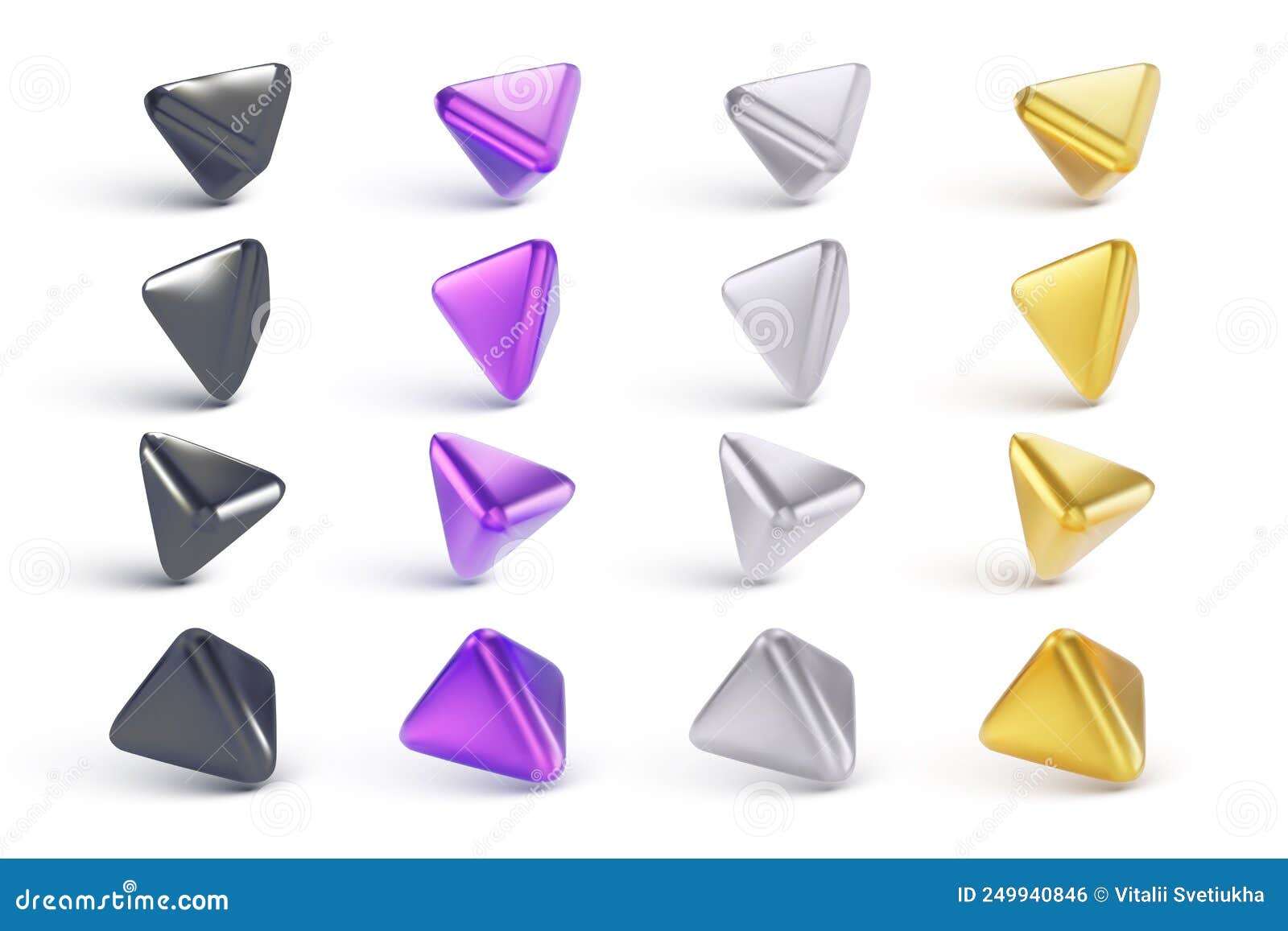 Set of Colorful Geometric 3d Objects with Shadow Isolated on White ...