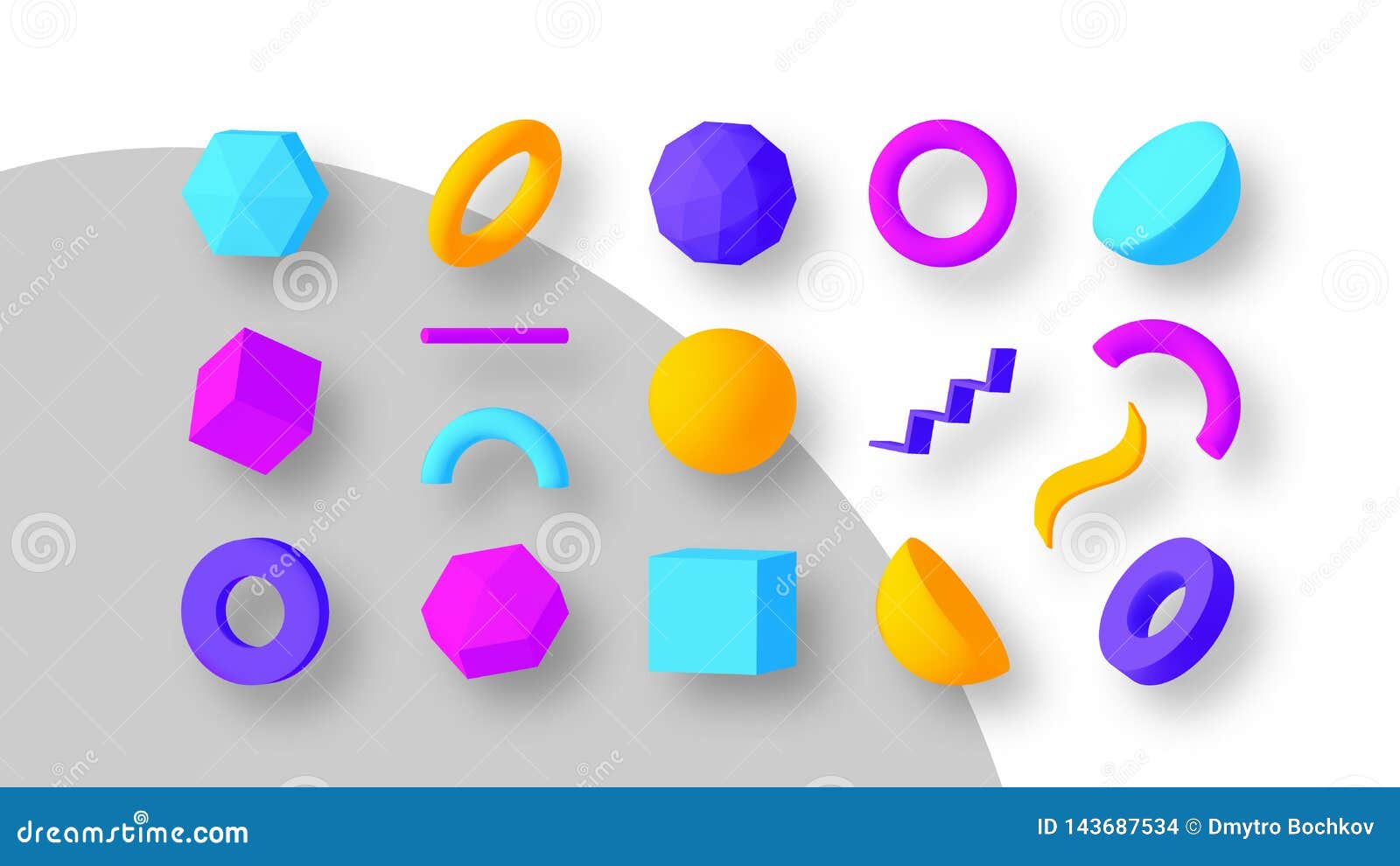 Set of Colorful Geometric Shapes. Elements for Design. Isolated Vector ...