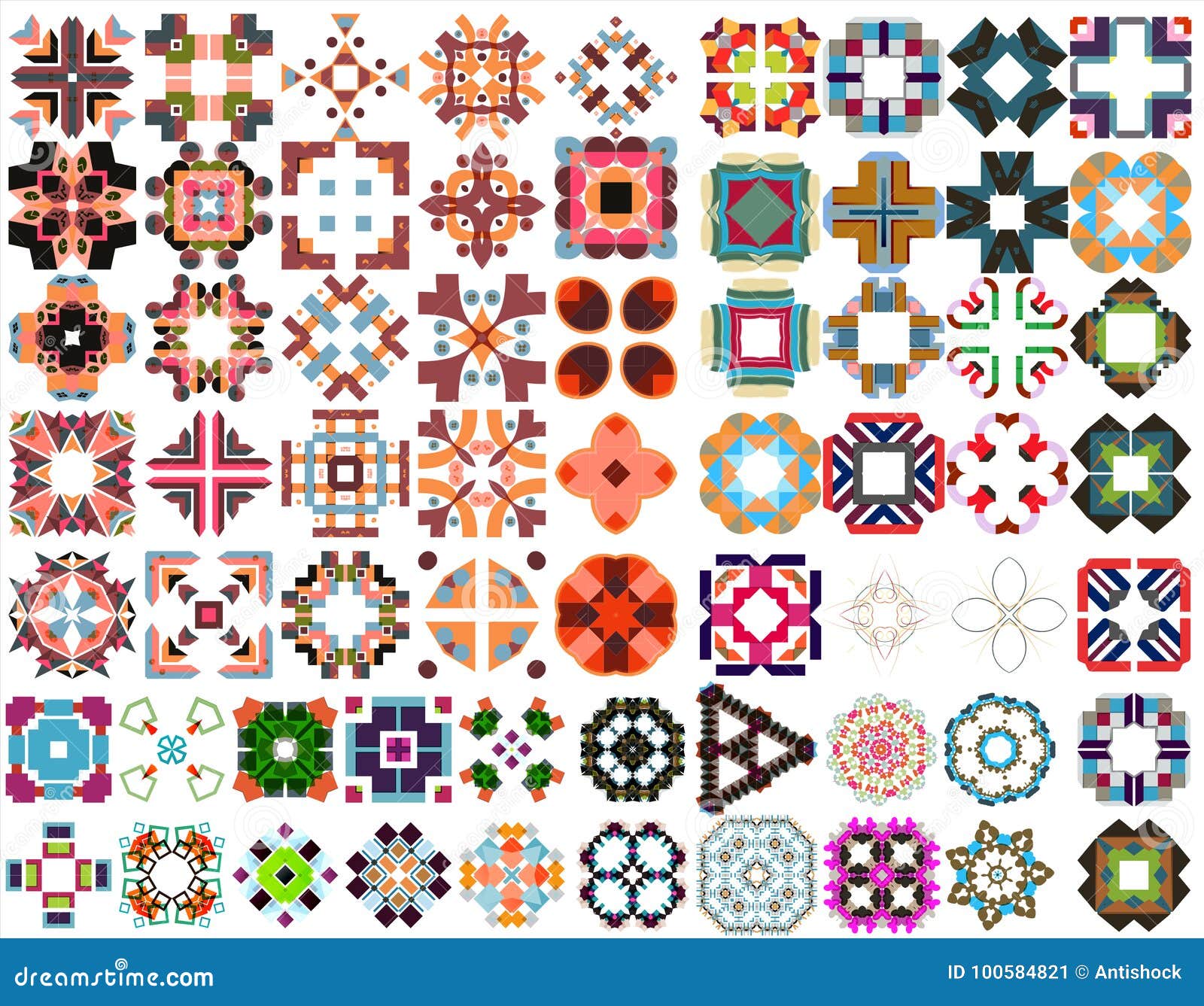 Set of Colorful Geometric Symmetric Shape Stock Vector - Illustration ...