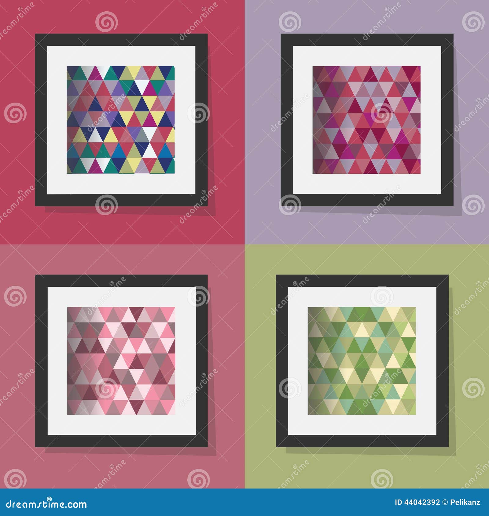 Set of Colorful Geometrical Triangle Patterns Frames Stock Illustration ...