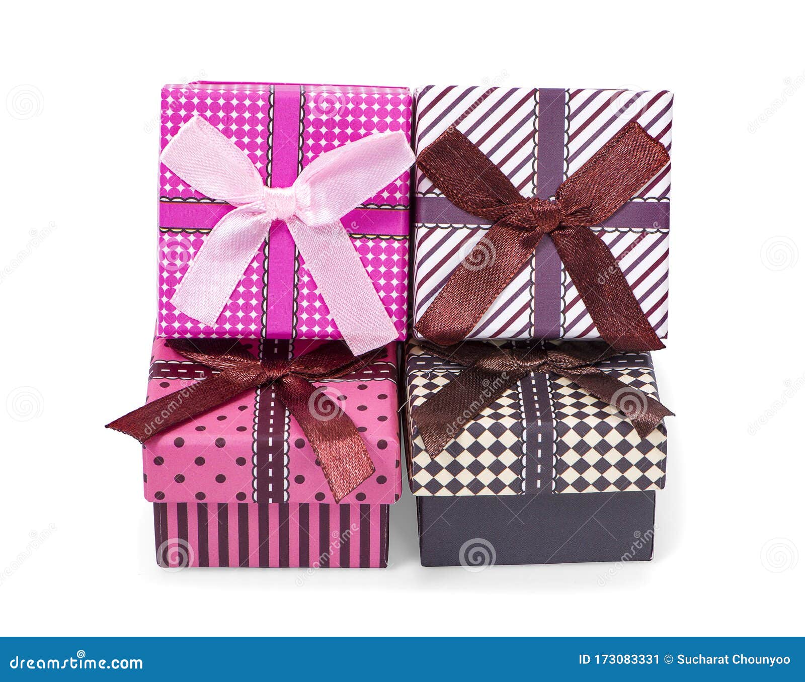 Set of Colorful Gift Boxes with Bows and Ribbons Isolated Stock Image ...