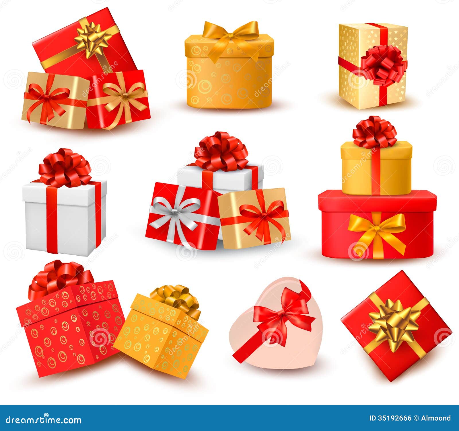 Set of Colorful Gift Boxes with Bows and Ribbons. Stock Vector ...