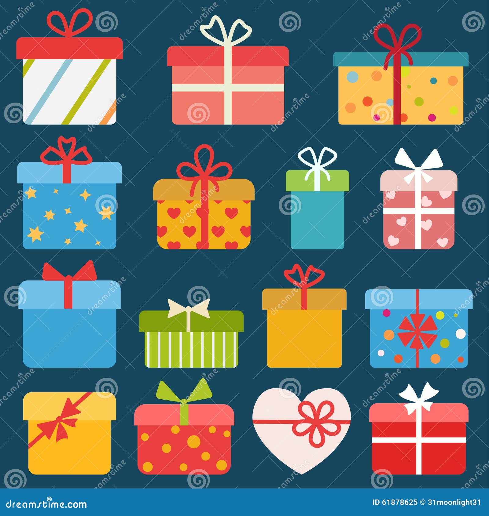 Set of colorful gift boxes stock vector. Illustration of design - 61878625