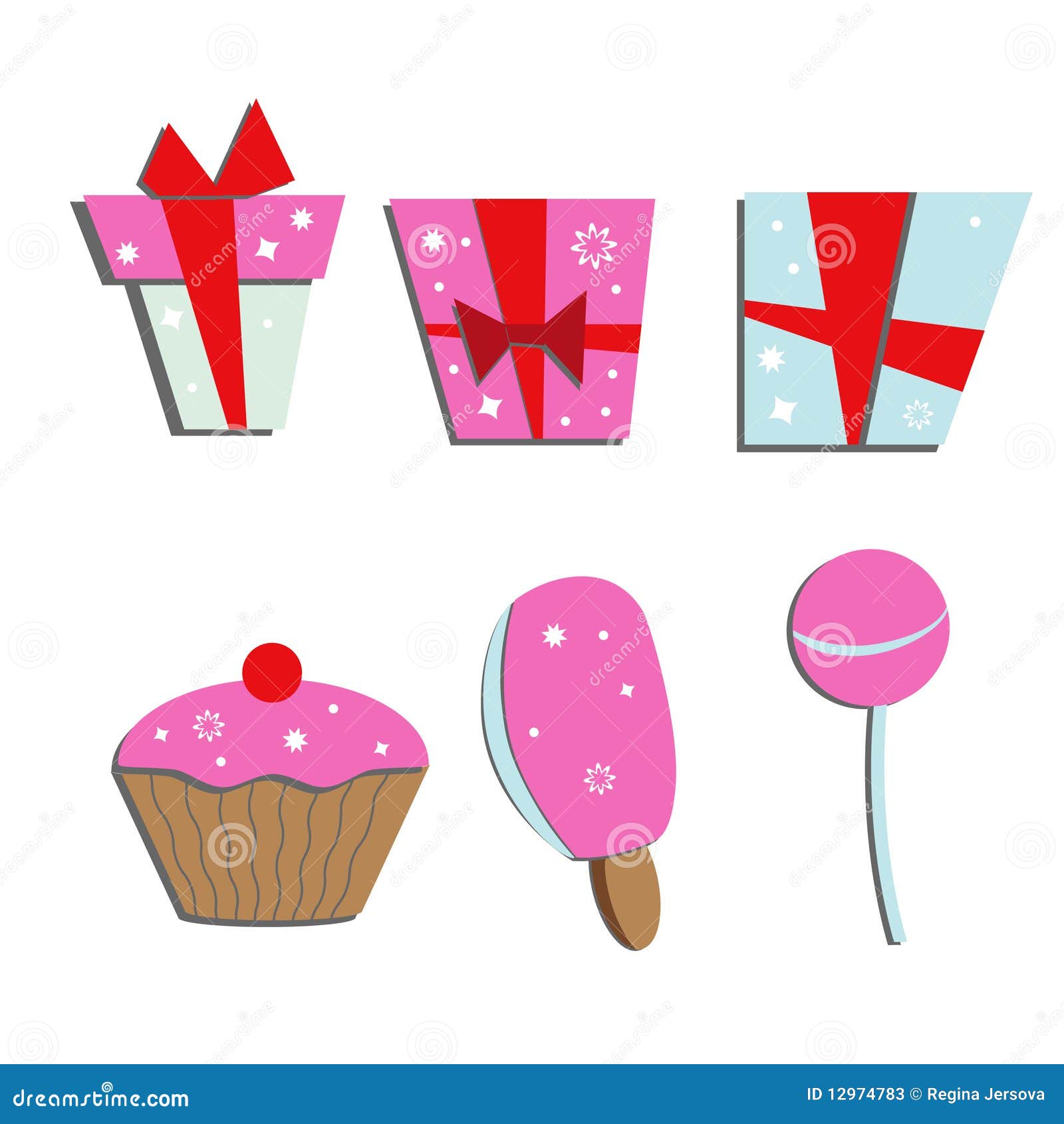 Set of Colorful Gift Boxes and Sweets Stock Vector - Illustration of ...