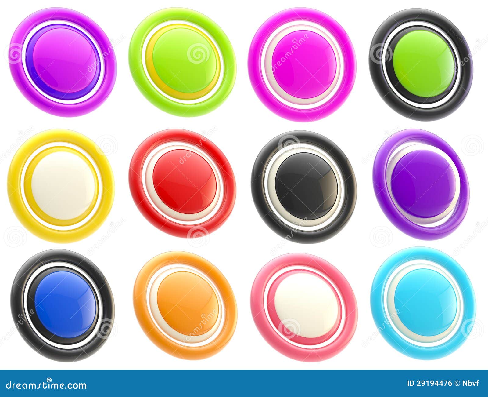Set of Colorful Glossy Button Templates Isolated Stock Illustration ...
