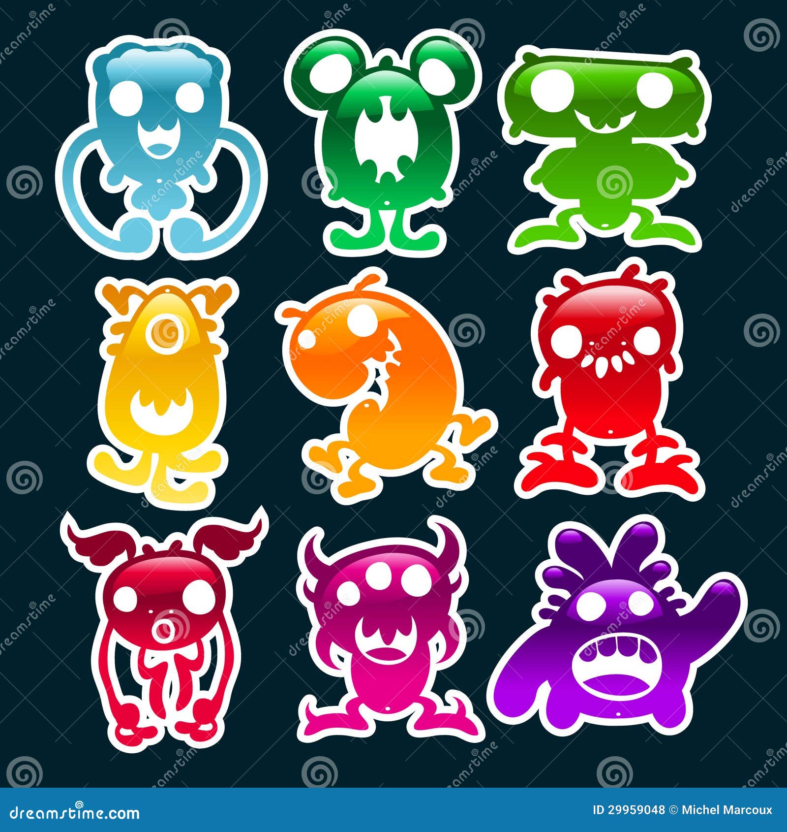 Colorful Glossy Monsters stock vector. Illustration of crawlers - 29959048