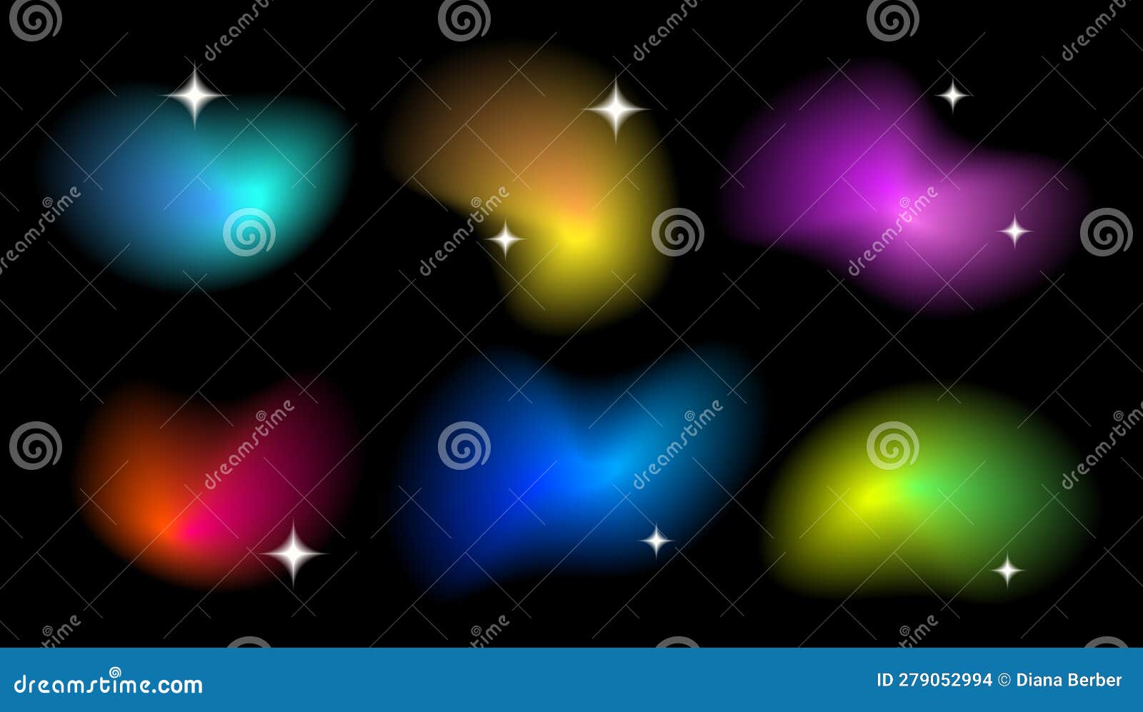 Set of Colorful Gradient Blurs, Decorative Vector Transparent Bursts of ...